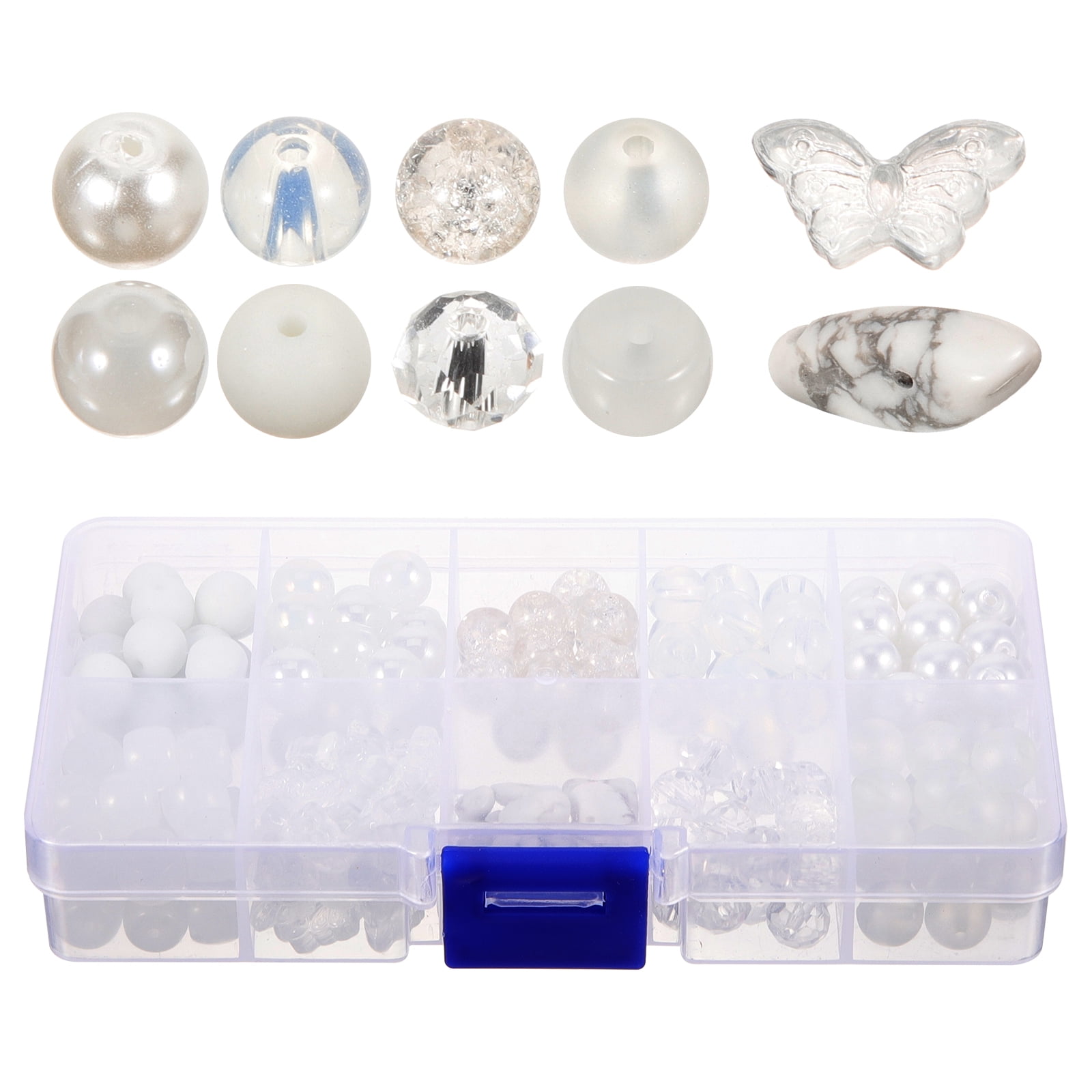 200 Pcs Decor White Glass Beads Crafting Gadgets Hair Decorations Loose ...