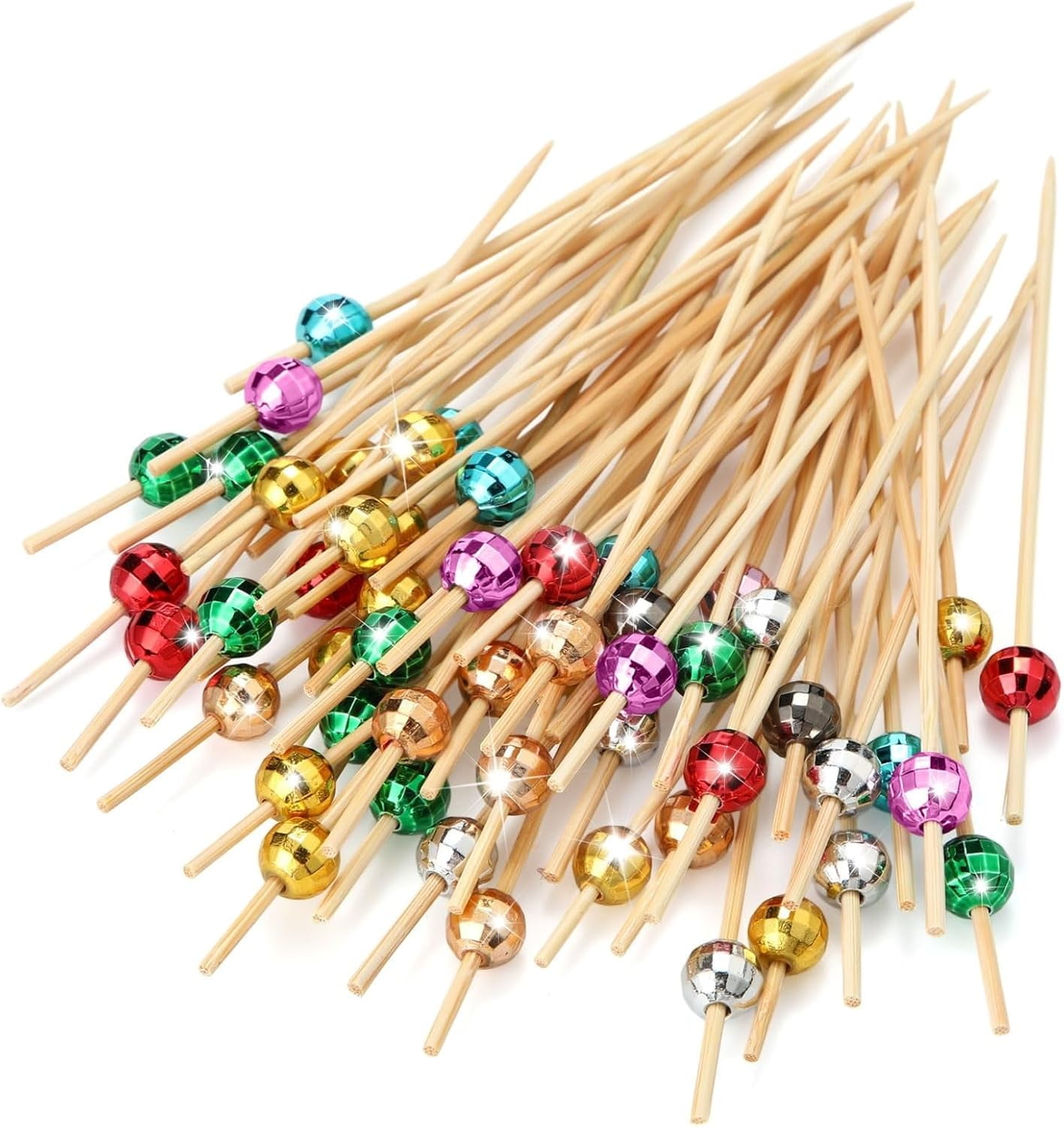 **200 pcs disco ball cocktail picks 4.7 inch colorful disco ball decor ...