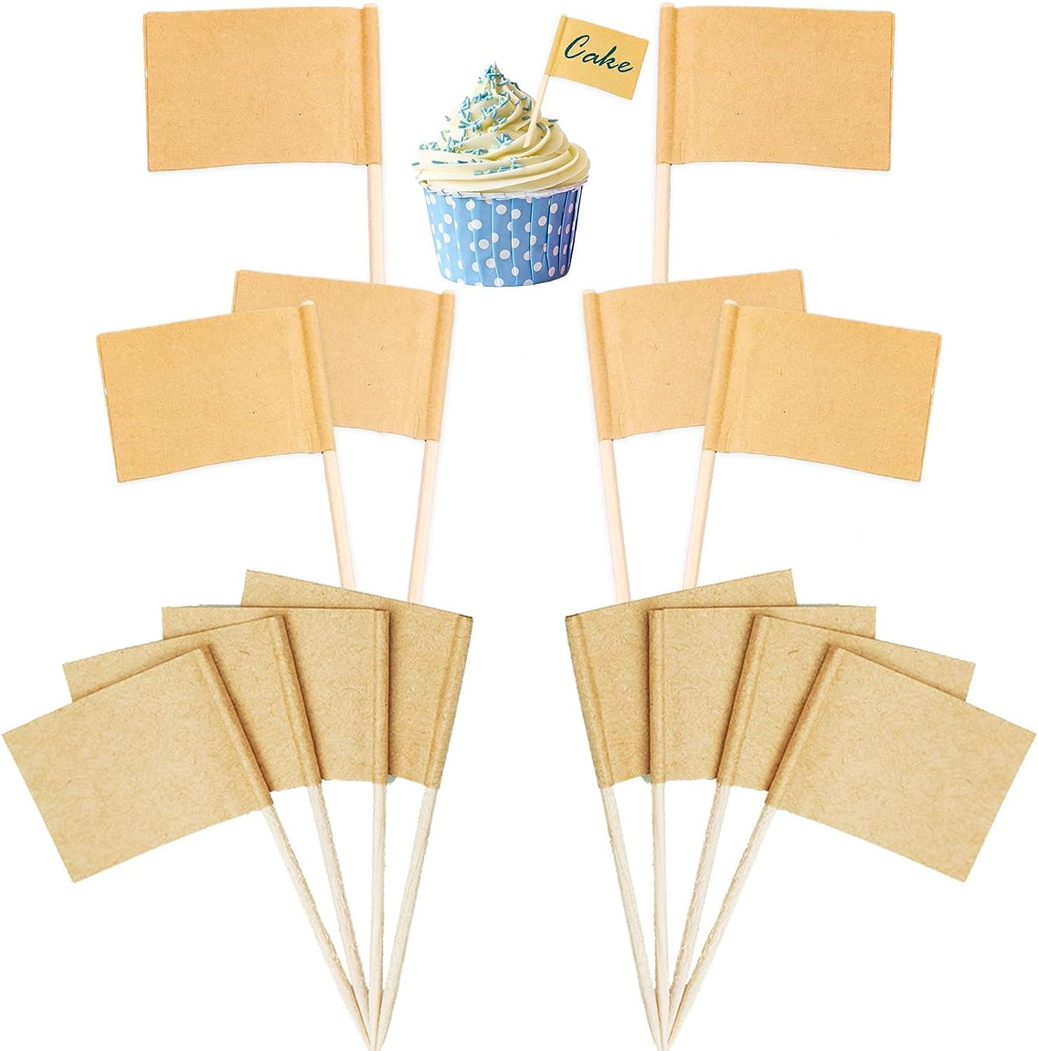 200 Pcs Disposable Blank Toothpick Flags, Cocktail Sticks Mini Food ...