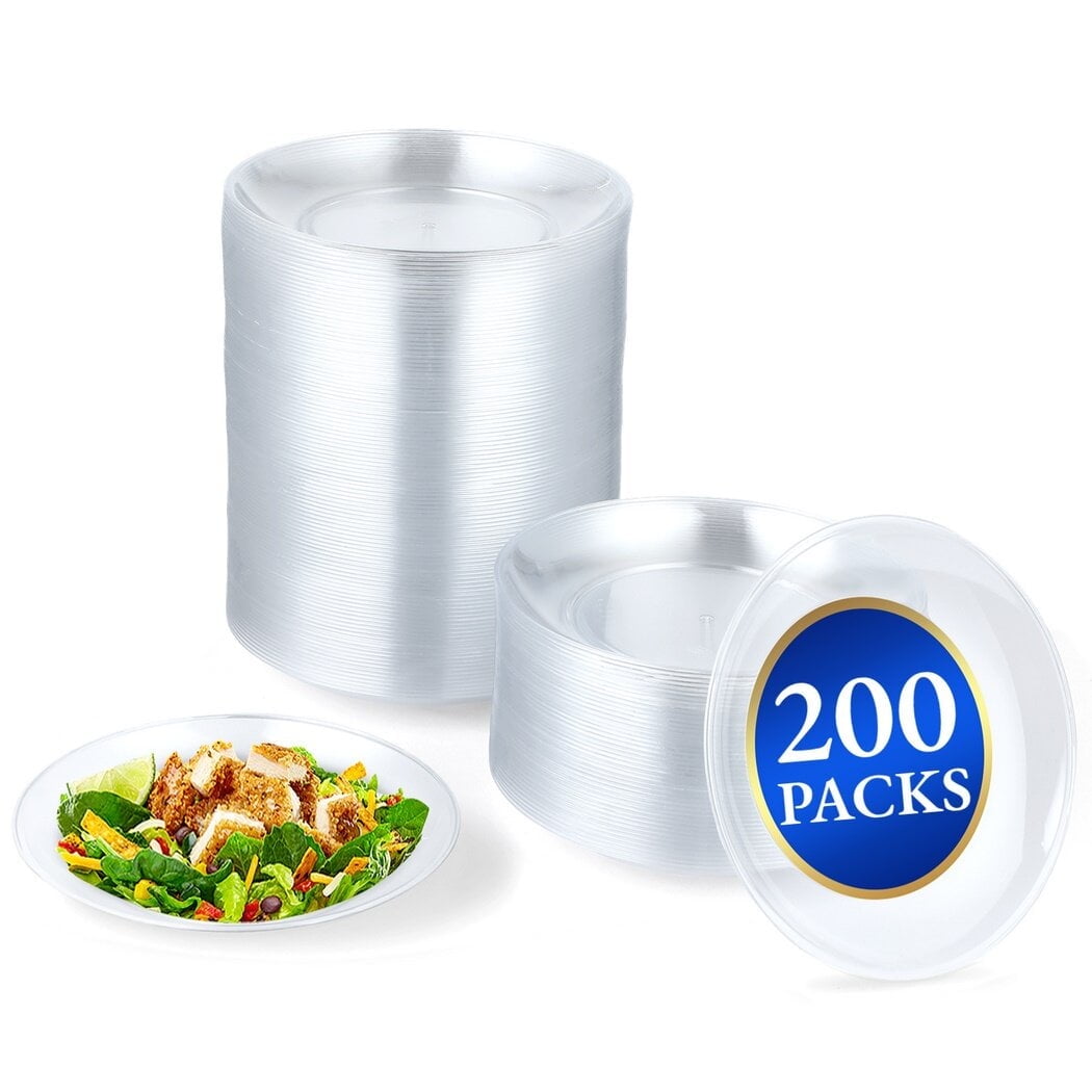 200 Pcs 5 Inch Clear Disposable Plastic Plates for Weddings, Parties ...