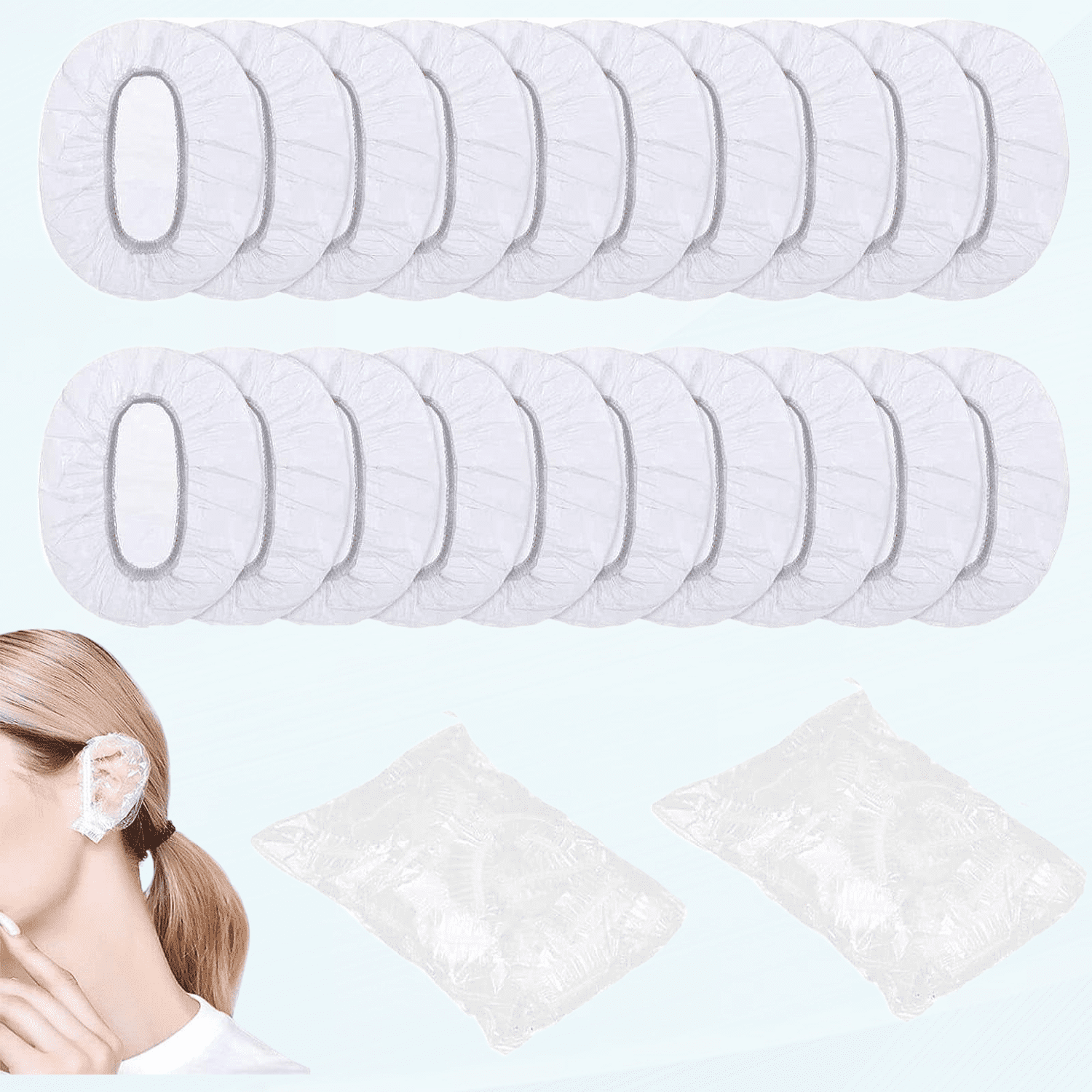 200 Pcs Ear Covers for Shower, Clear Disposable Ear Protectors for ...