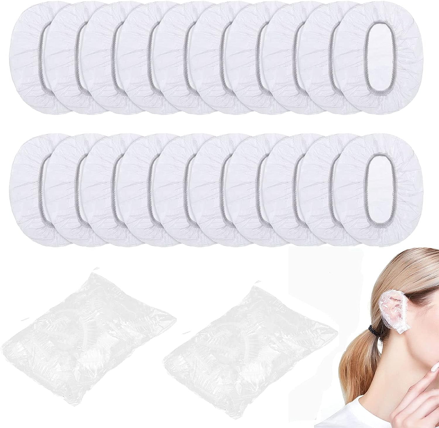 200 Pcs Ear Covers for Shower, Clear Disposable Ear Protectors for ...