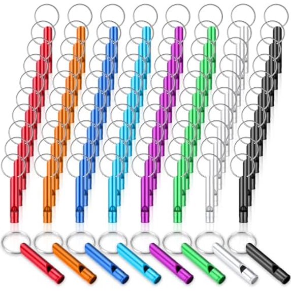 200 Pcs Emergency Whistles with Keychains Aluminum Extra Loud Survival ...