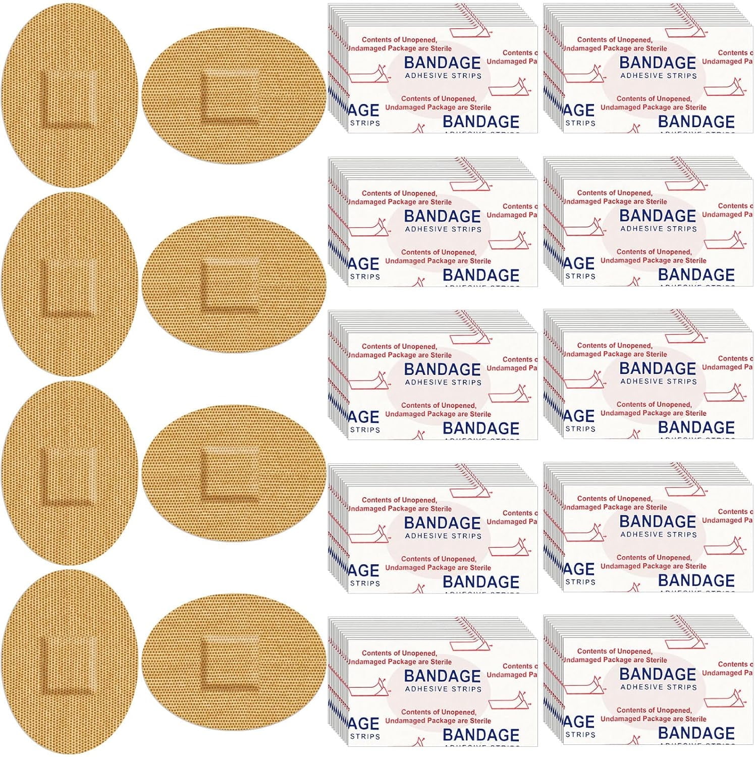 200 Pcs Fabric Oval Flexible Adhesive Bandages 1'' x 1 1/4'' Spot ...
