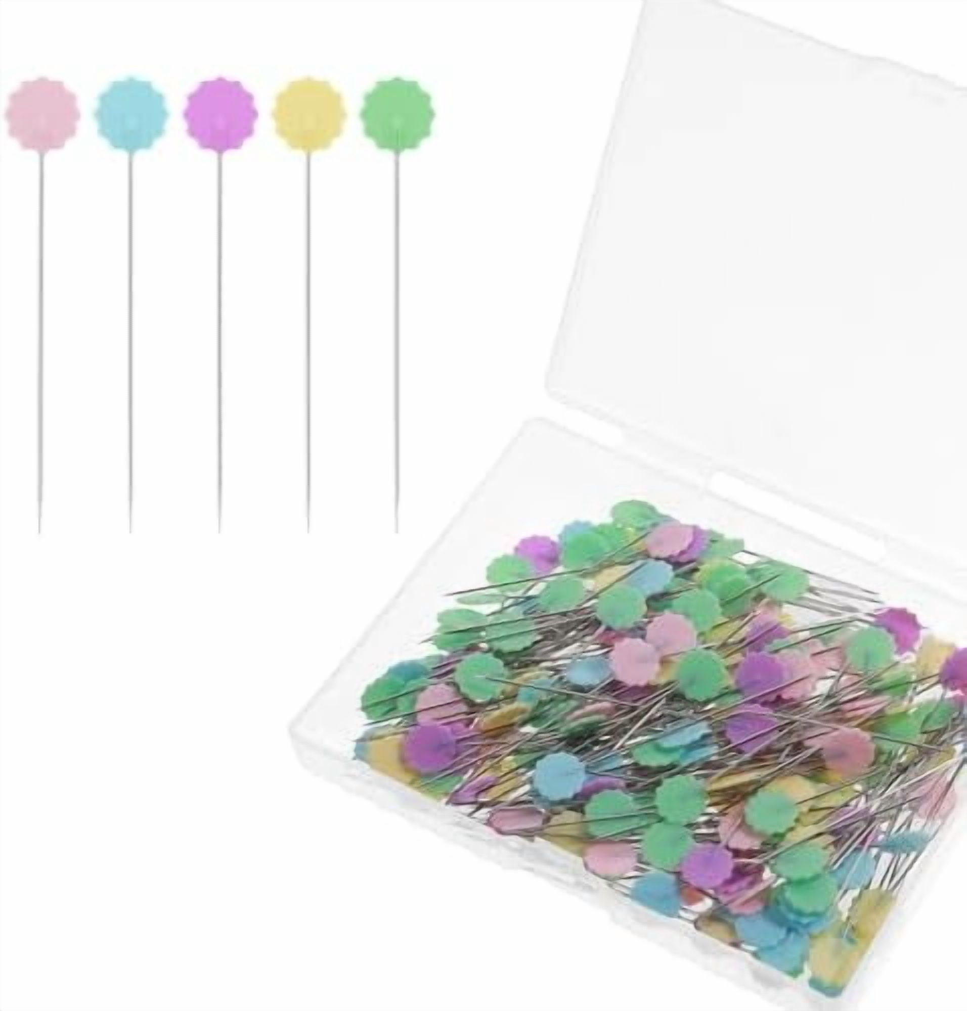 200 Pcs Flat Head Straight Pins, Flower Head Sewing Pins Multicolor ...