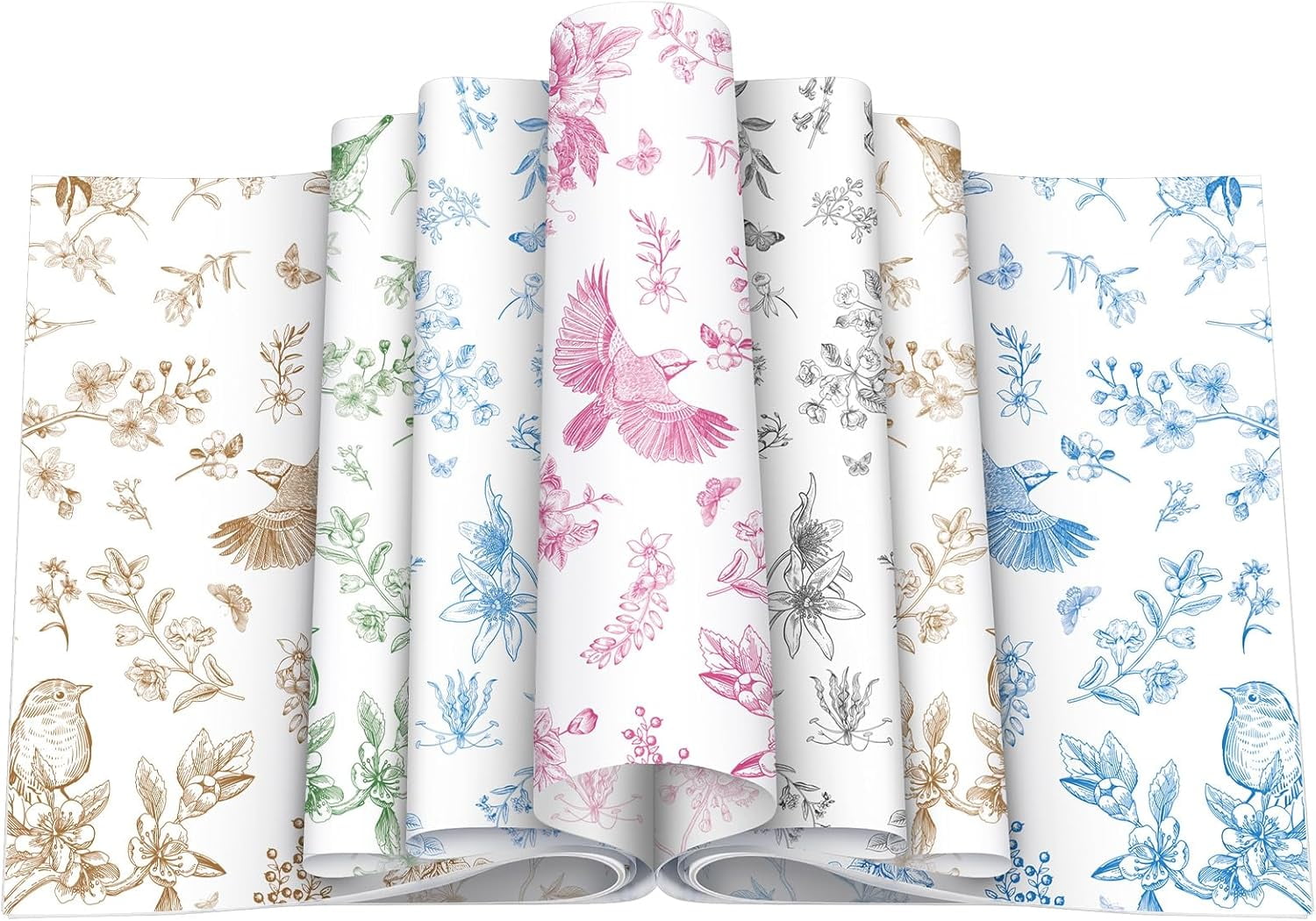 200 Pcs Floral Wax Paper Sheets for Food Chinoiserie Bird Deli Paper Waterproof Sandwich ...