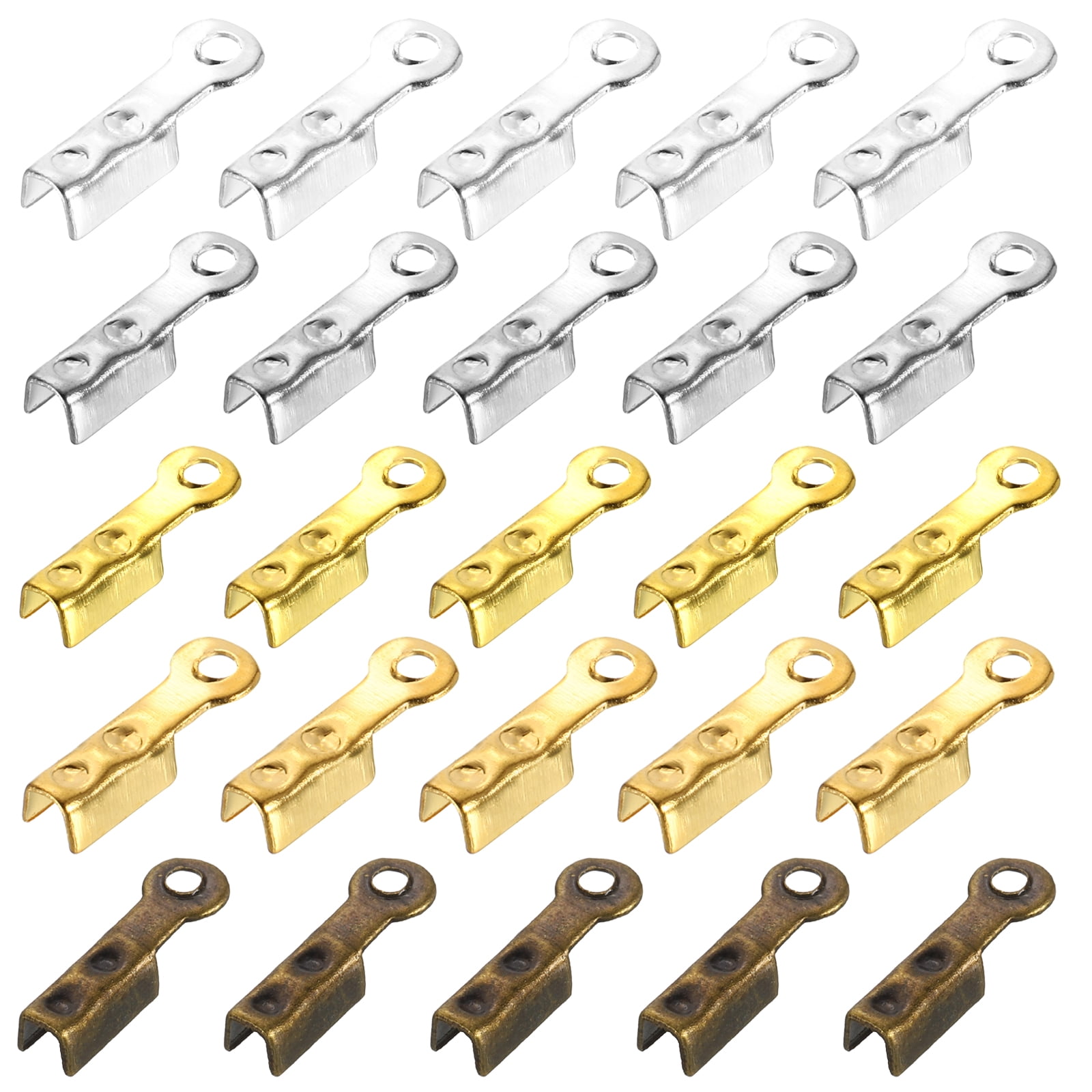 200 Pcs Fold Over Cord Ends, 8.1x1.2mm Ribbon Crimp Ends Cap, Clasp ...