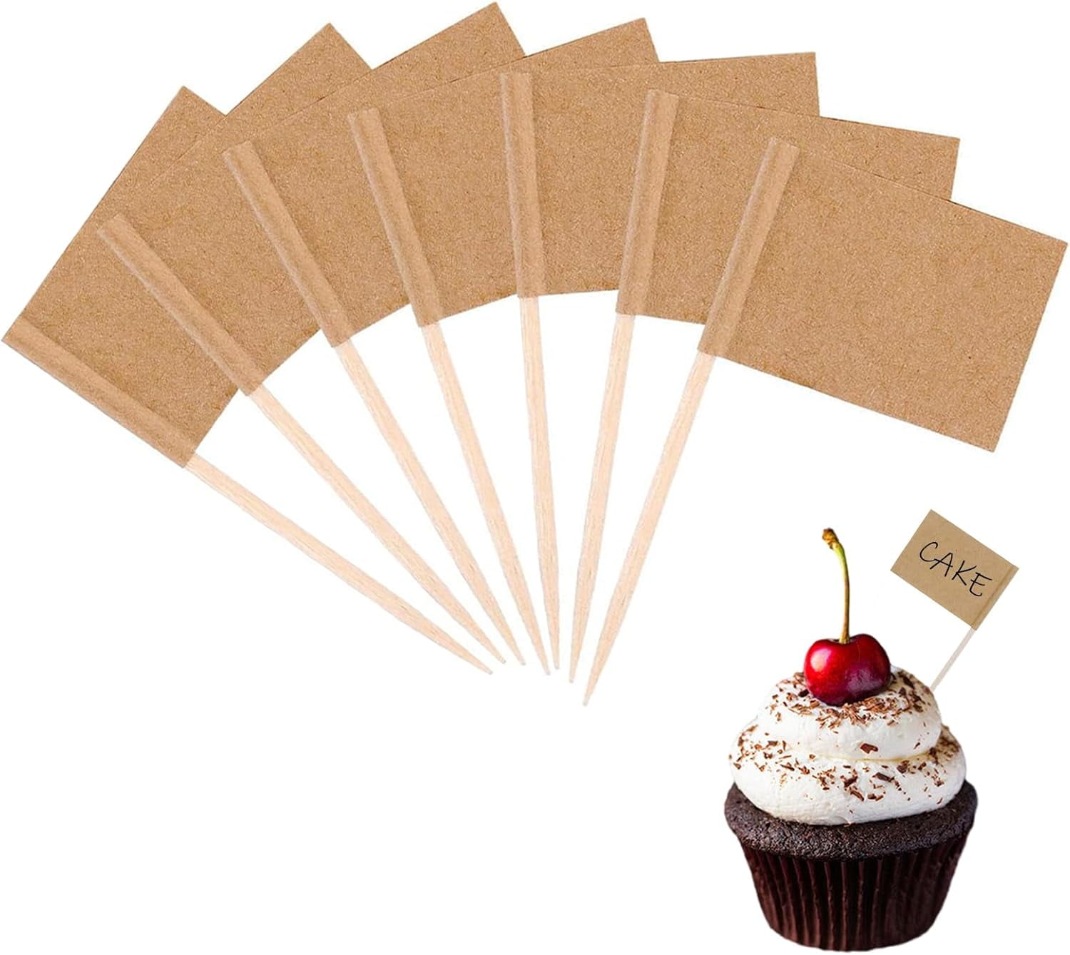 200 Pcs Food Labels, Food Flags for Buffets to Write On, Cupcake ...
