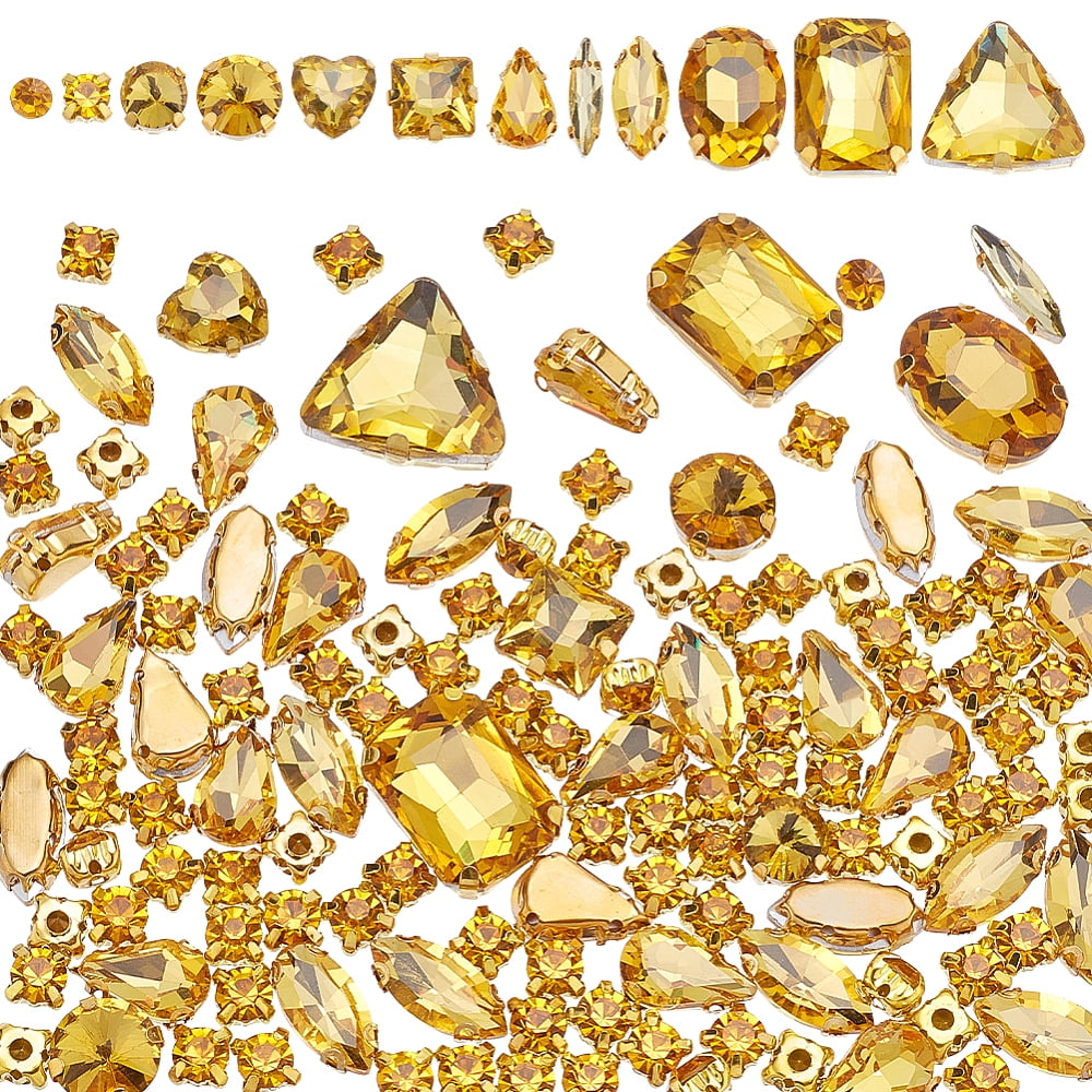 200 Pcs Glass Sew on Rhinestone Metal Flatback Claw Gemstones ...