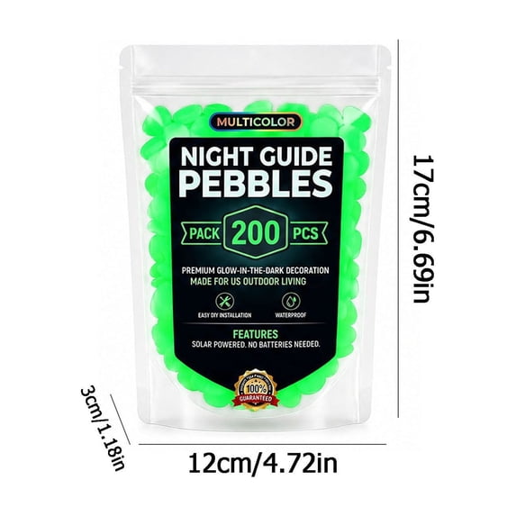 200 Pcs Glow In The Dark Garden Pebbles Green Luminous Stones For ...