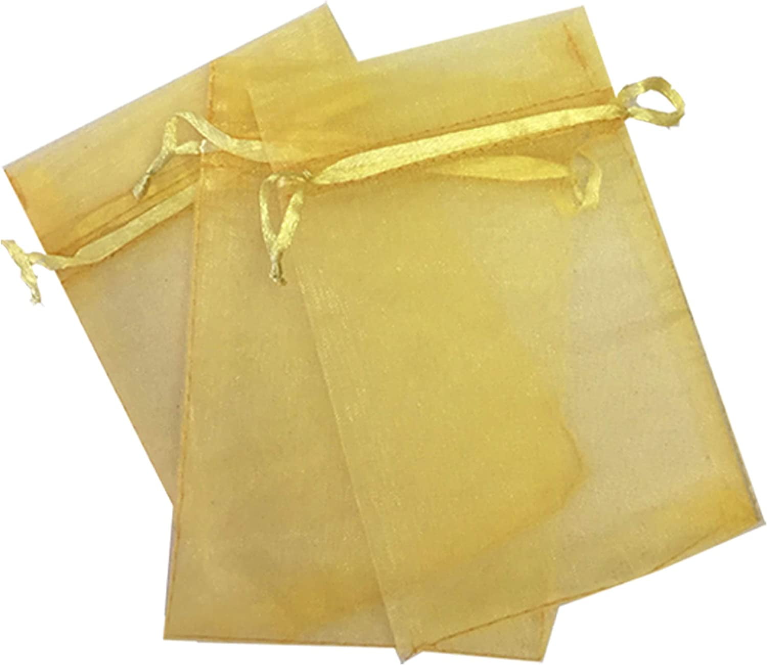 200 Pcs Gold 4x6 Sheer Drawstring Organza Jewelry Pouches Wedding Party ...