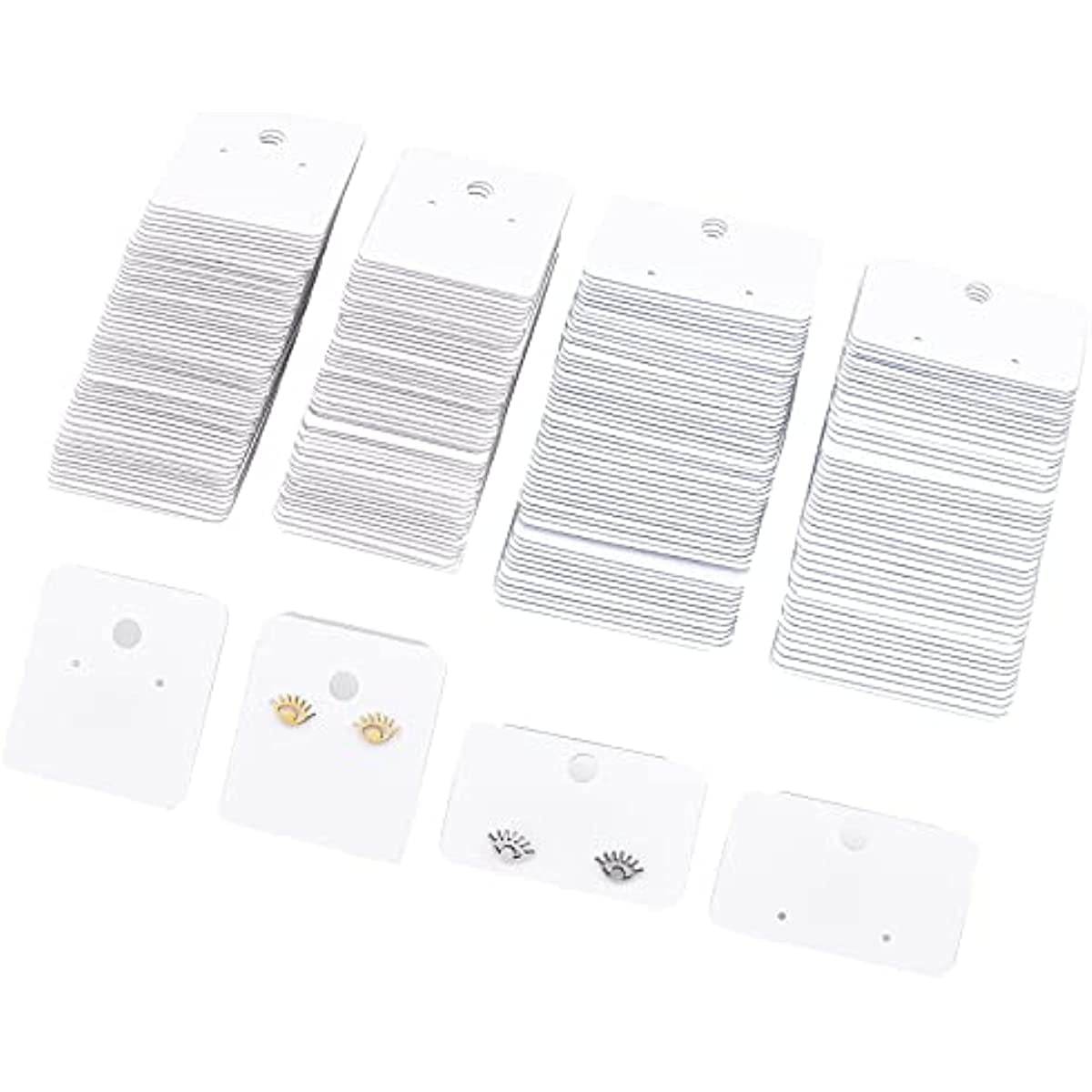 200 Pcs Hanging Earring Cards with Hook Groove Plastic 2 Holes Earrings ...