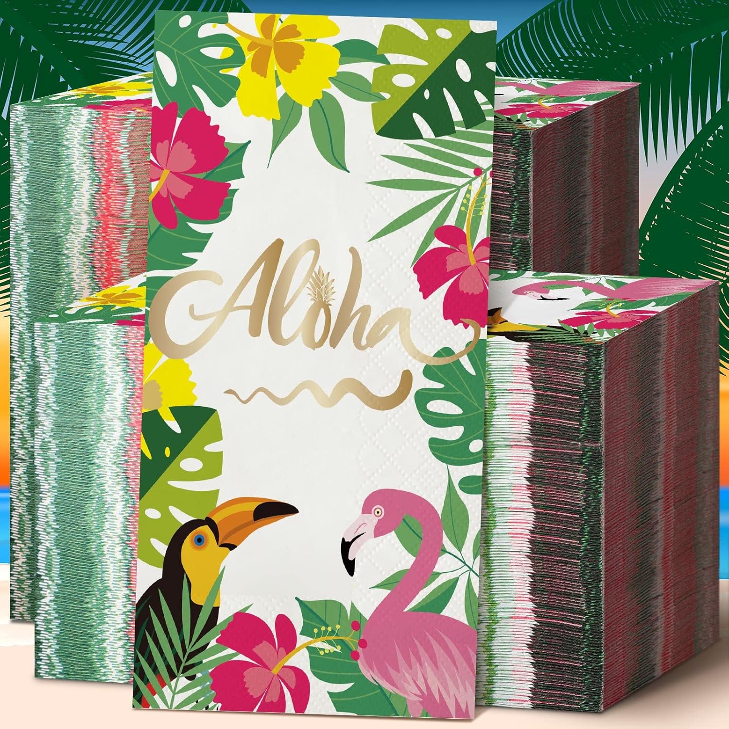 200 Pcs Hawaiian Tropical Napkins Aloha Luau Summer Disposable Party ...