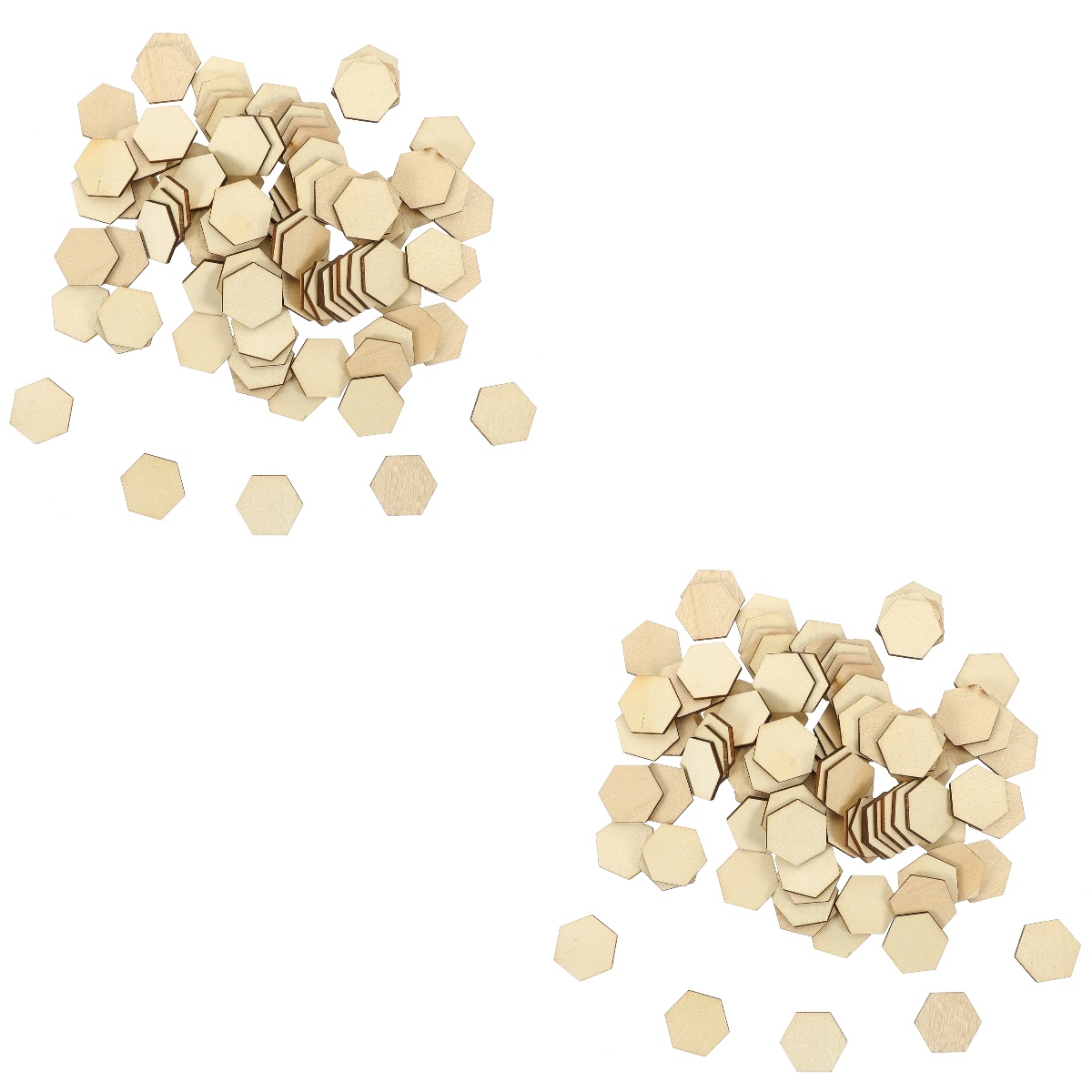 200 Pcs Hexagonal Wood Chips Craft Material Labels Gift Small Slices ...