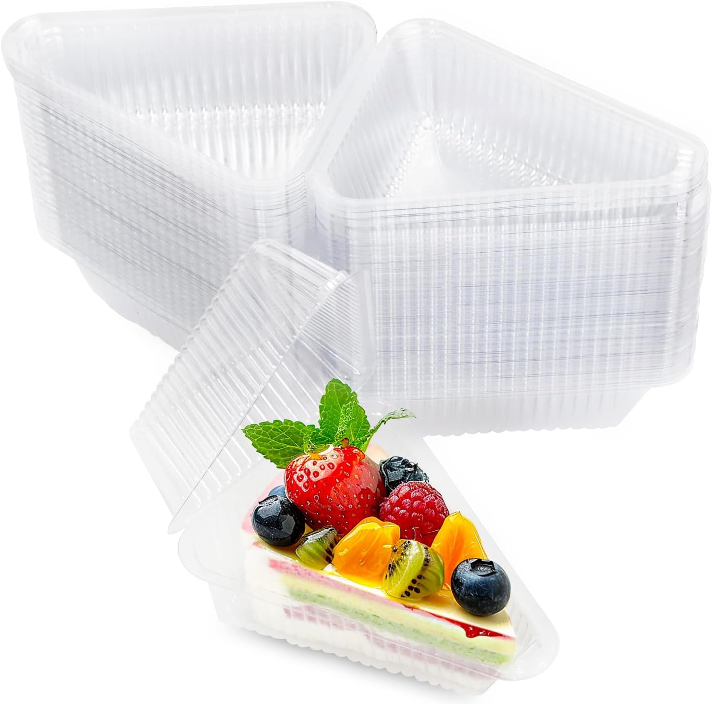 200 Pcs Individual Cake Slice Containers,Clear Pie Containers Plastic ...