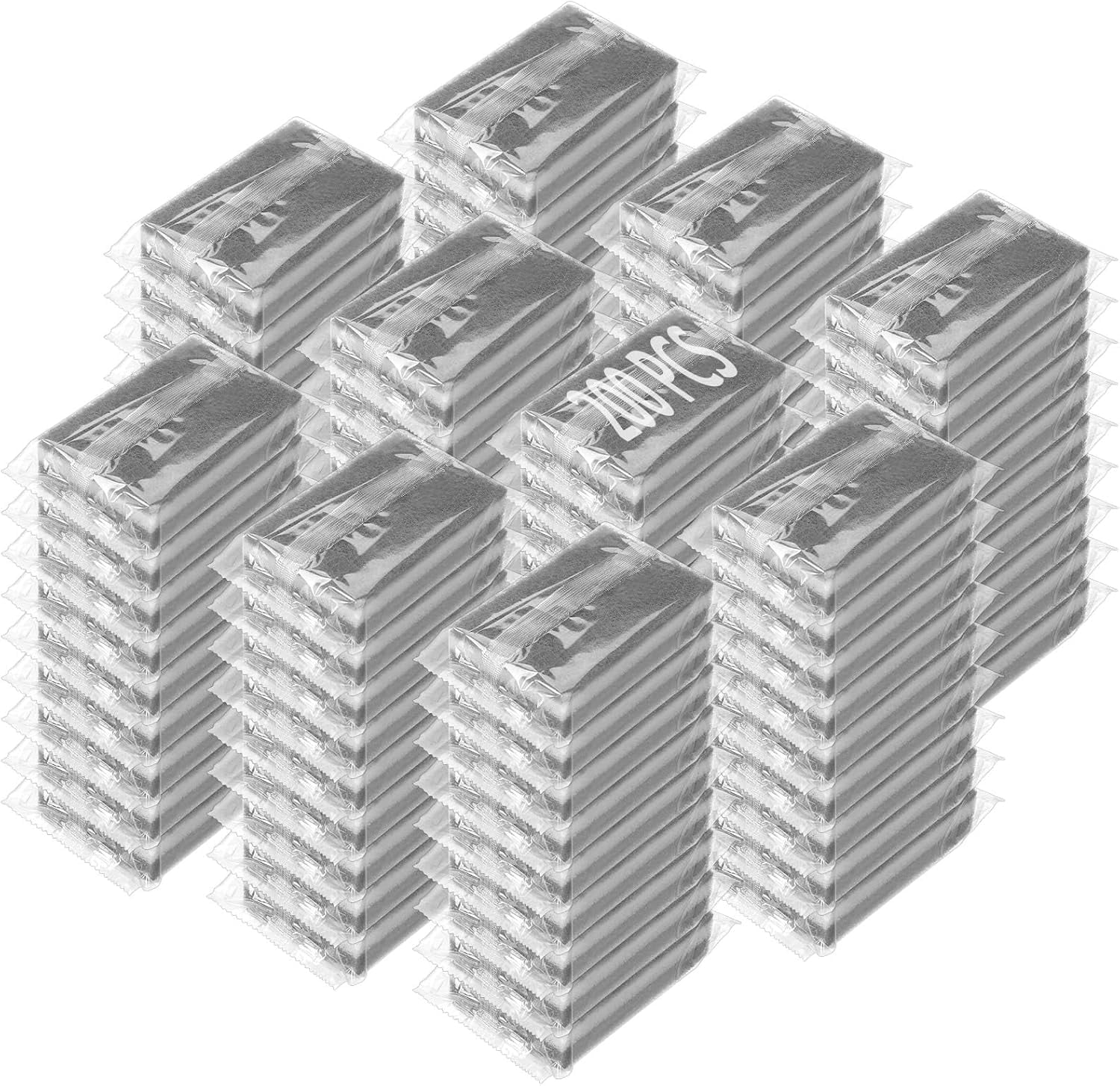 200 Pcs Individually Wrapped Sponges, Uncompressed Non Scratch Scrouing ...