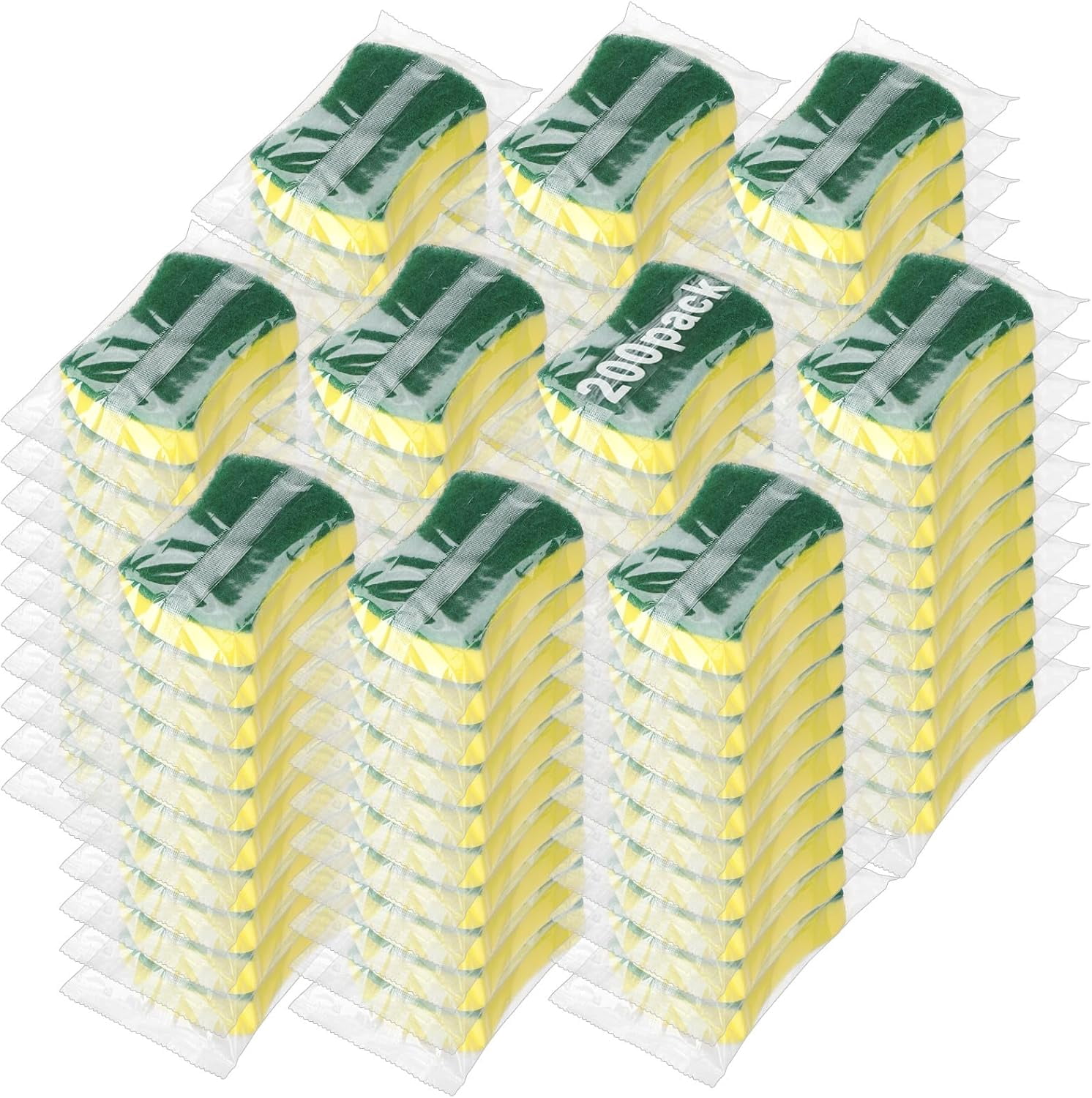 200 Pcs Individually Wrapped Sponges,Uncompressed Non Scratch Scrouing ...