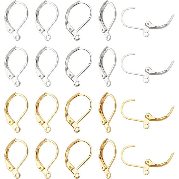 200 Pcs Lever Back Earrings 2 Colors Brass Stainless Steel Open Loop ...