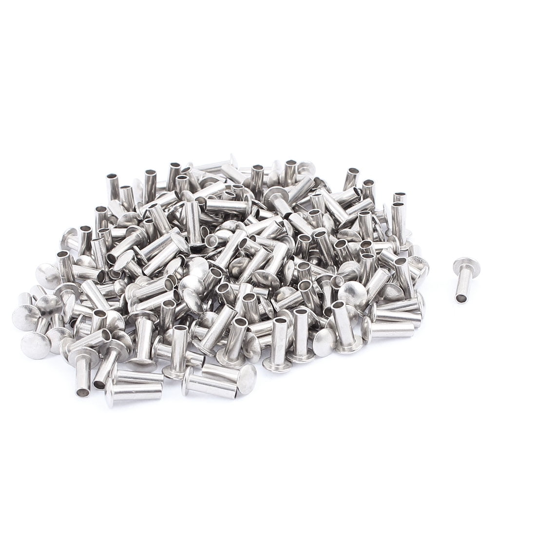 200 Pcs M4 x 12mm Nickel Plated Oval Head Semi-Tubular Rivets Silver ...