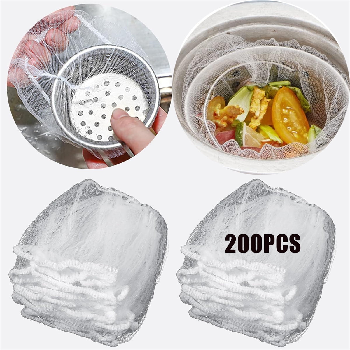 200 Pcs Mesh Strainer Bag, Sink Drain Screen Filter Bag, Disposable ...