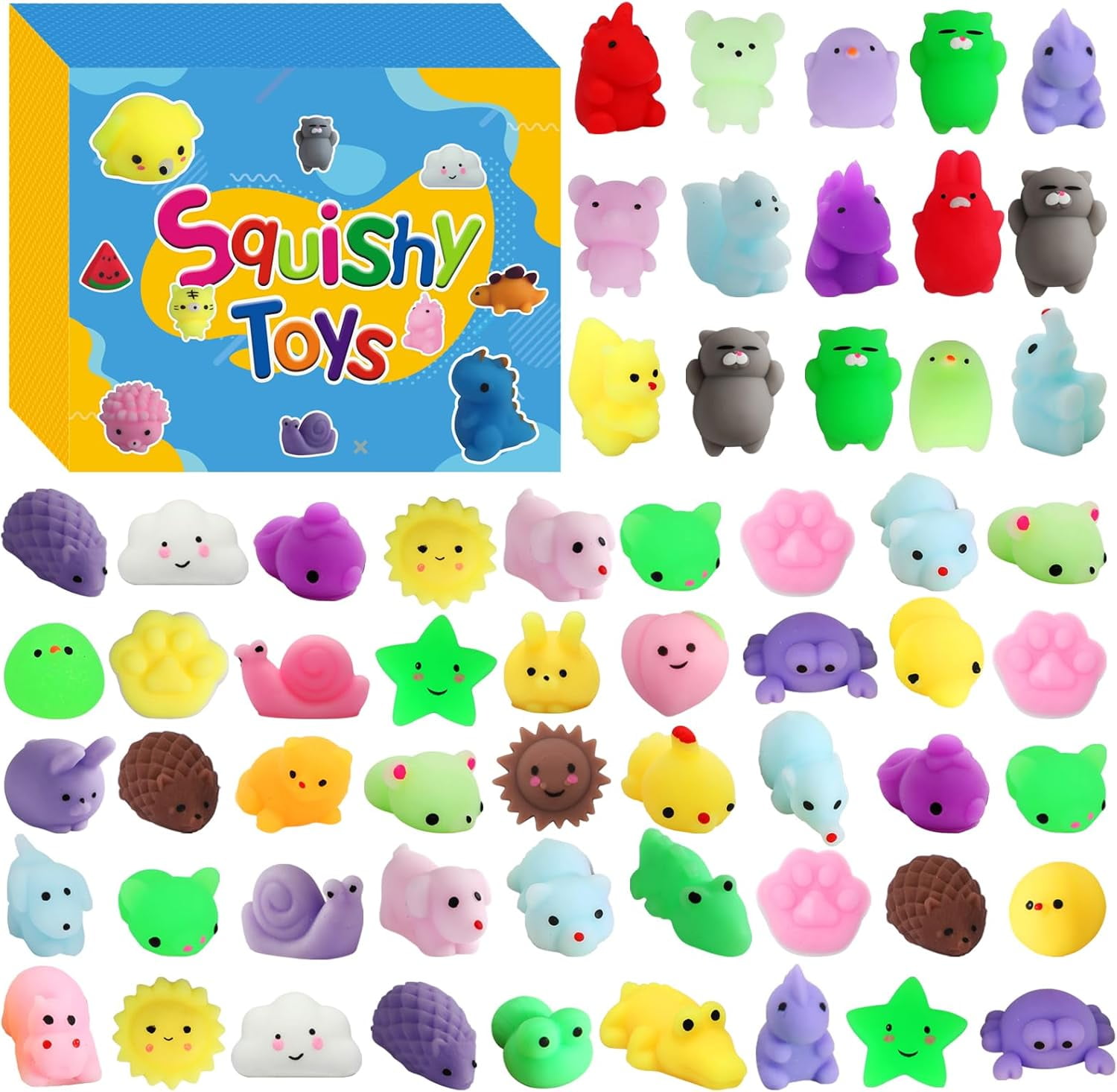 200 Pcs Mochi Squishy Toy, Kawaii Squishies Bulk Party Favors for Kids ...