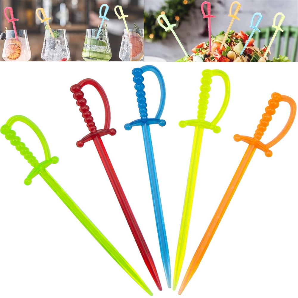 200 Pcs Multicolor Cocktail Picks,Plastic Sword Toothpicks,Disposable ...
