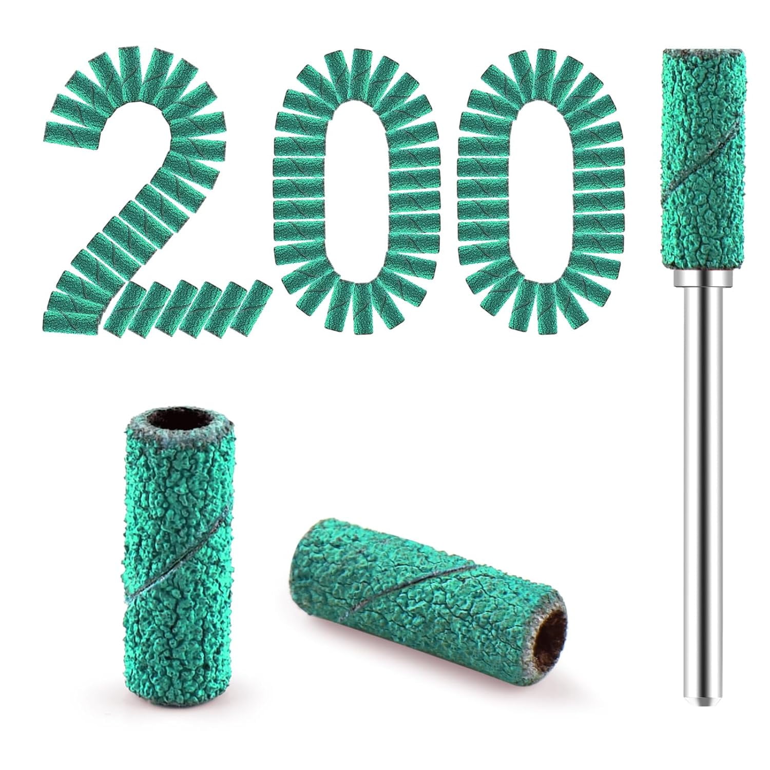 200 Pcs Nail Drill Bits Small Sanding Bands with 3.1mm Mandrel Bit ...