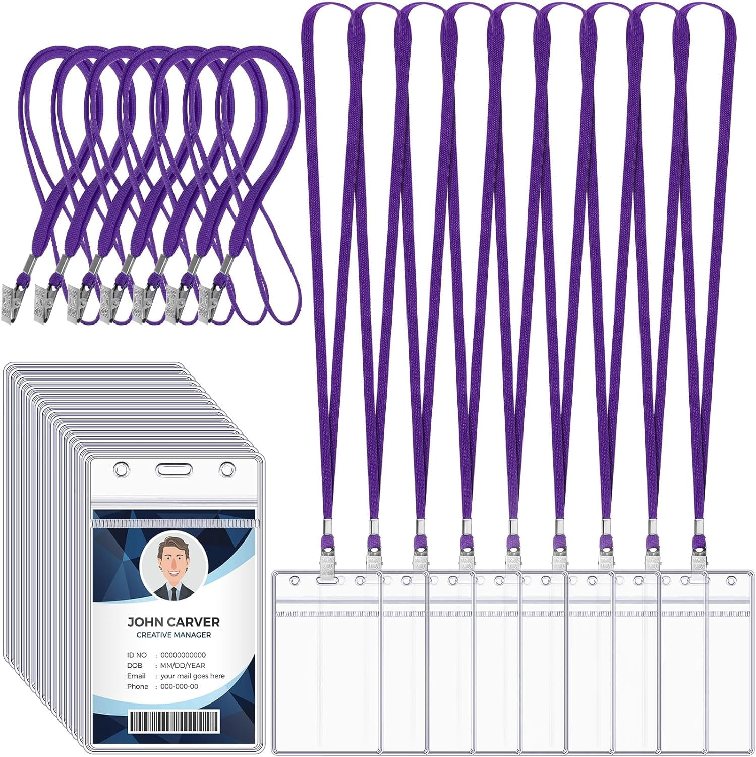 200 Pcs Name Tag Lanyards with ID Holder Lanyards for ID Badges ...
