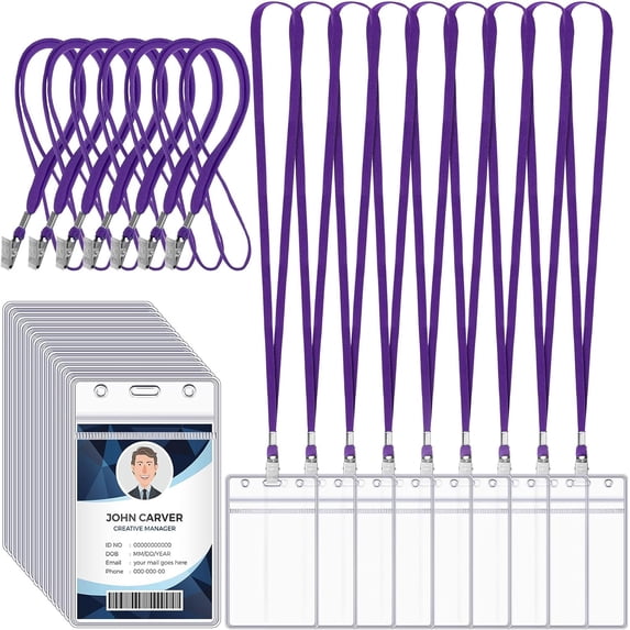 200 Pcs Name Tag Lanyards with ID Holder Lanyards for ID Badges ...