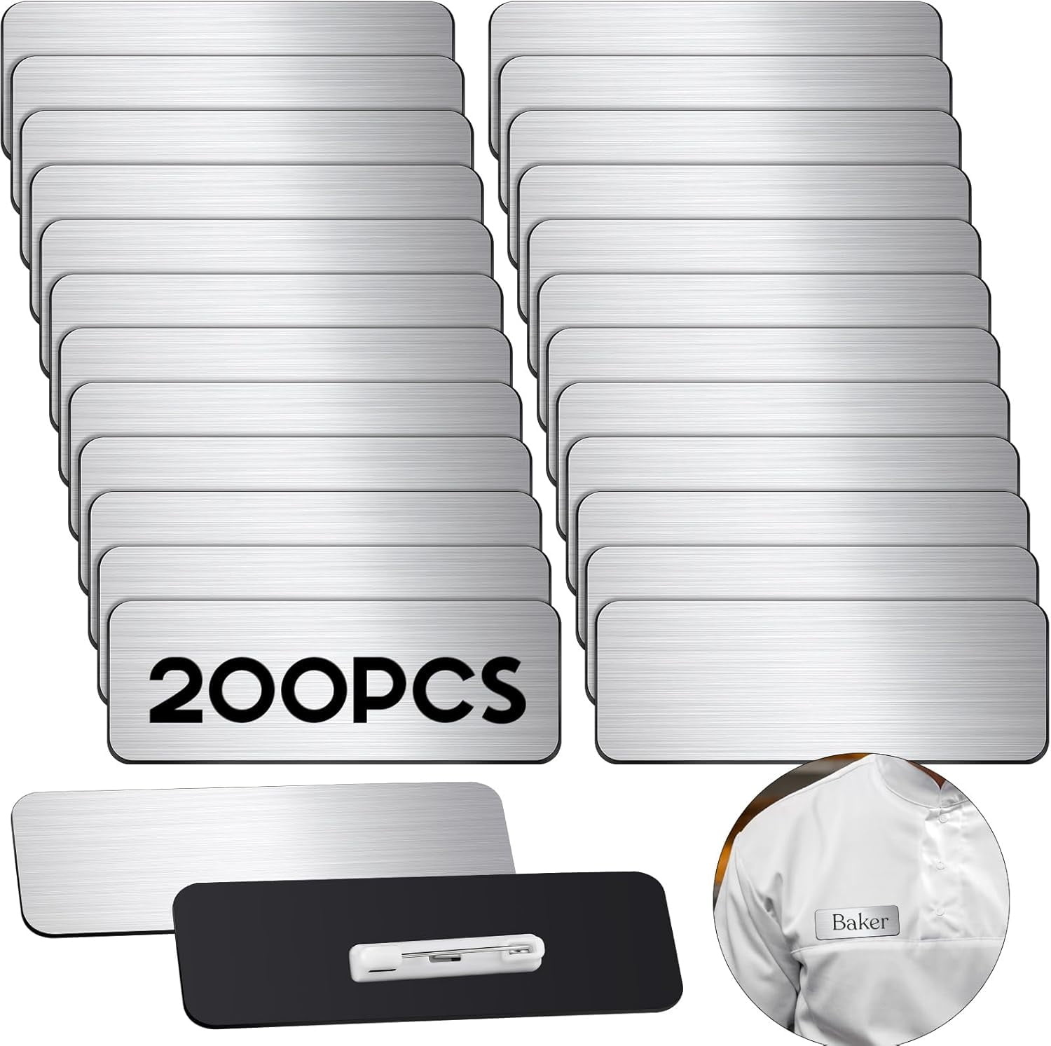 200 Pcs Name Tags with Pin 1 X 3 Blank Name Tags Badges DIY ID Badge ...