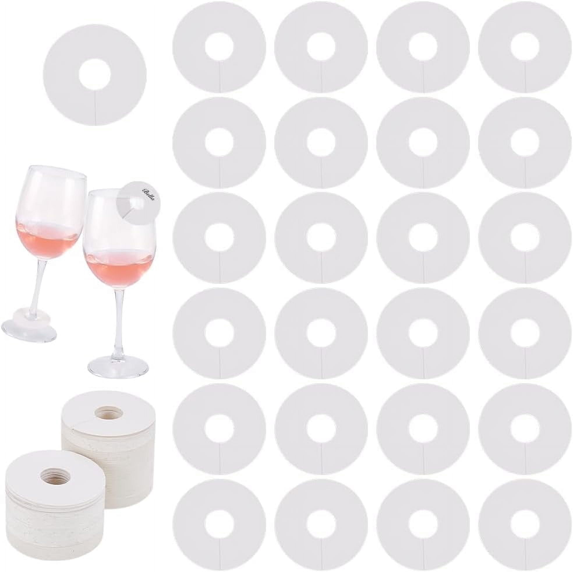 200 Pcs Paper Drink Name Tags for Wine Glasses 2inch Round Tan/White ...