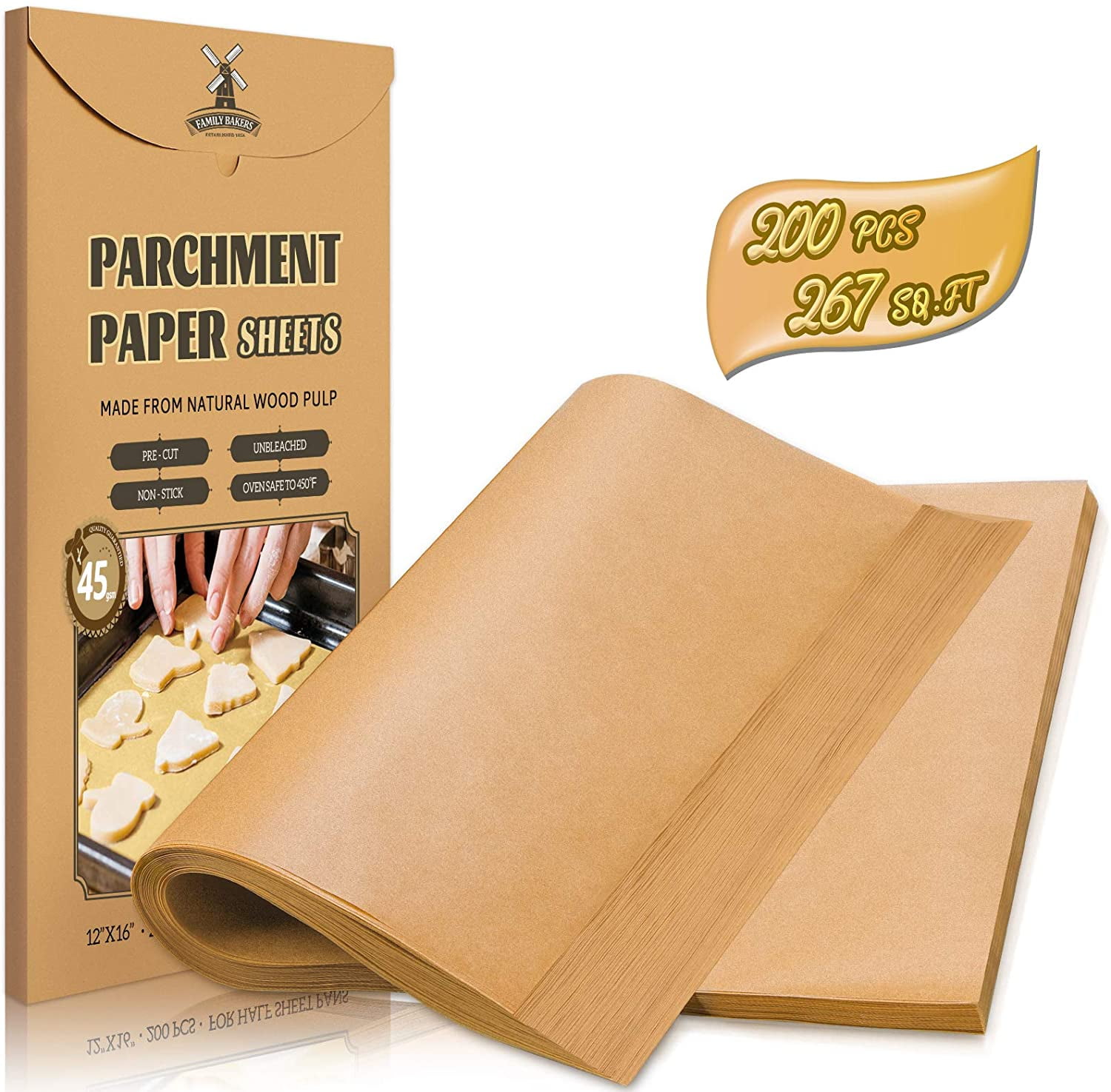 200 Pcs Parchment Paper Sheets, 12 x 16 Inch, Precut Non-Stick ...