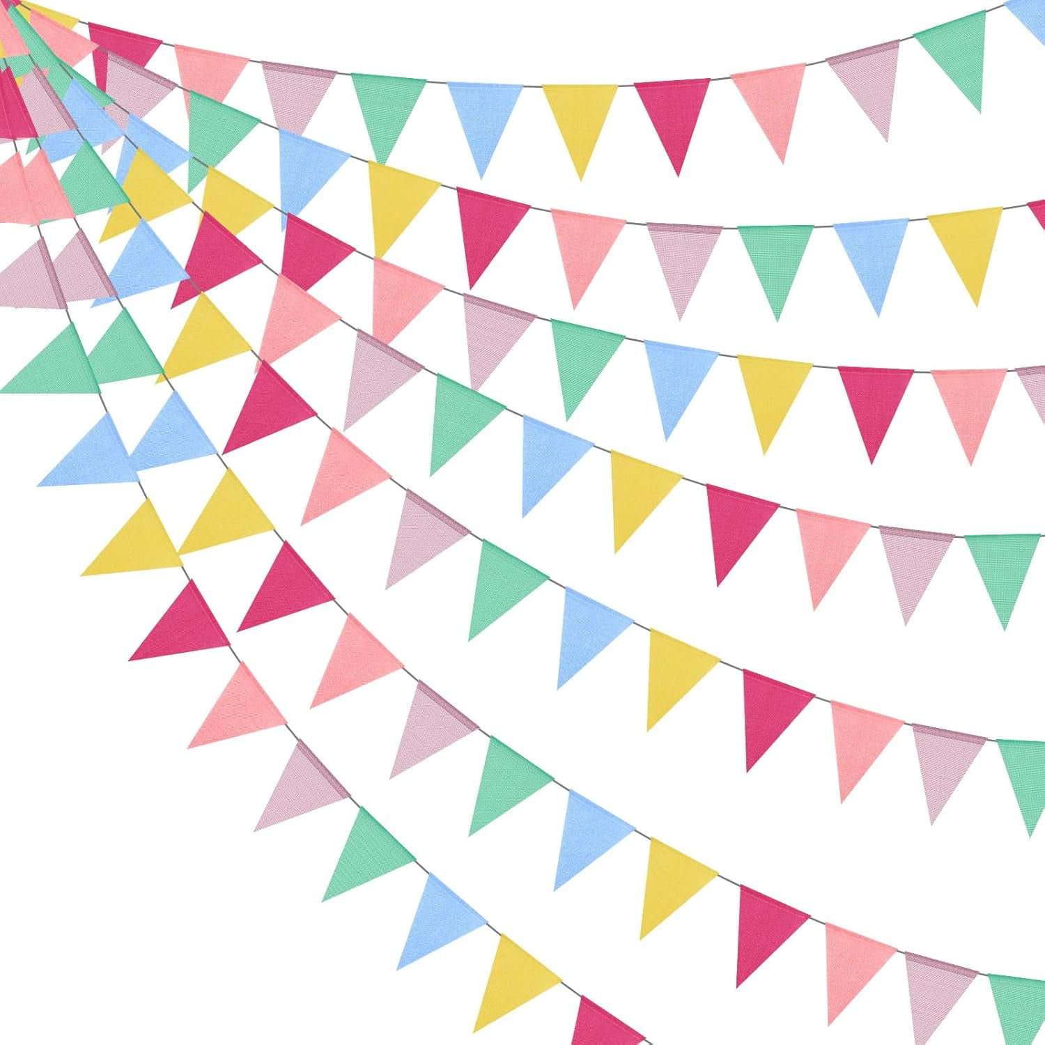 200 Pcs Pastel Pennant Flags Bunting Banner Pastel Fabric Triangle Flag ...