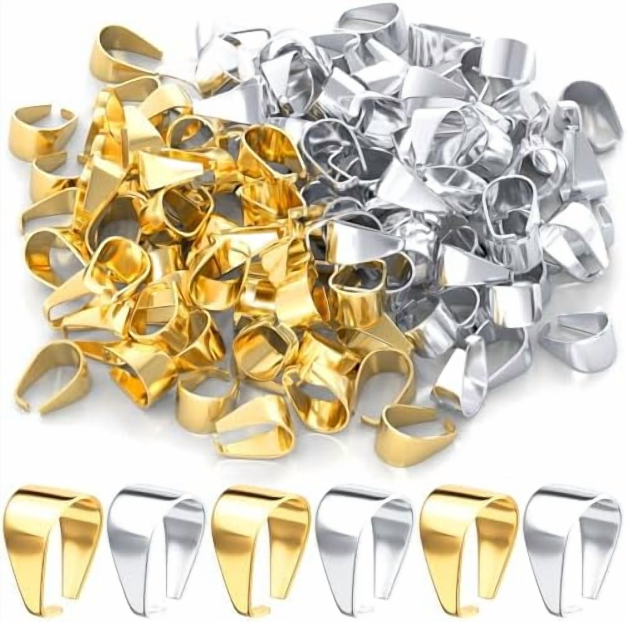 200 Pcs Pinch Bails, Pendant Clasp for Jewelry Making, 14k Gold Plated ...