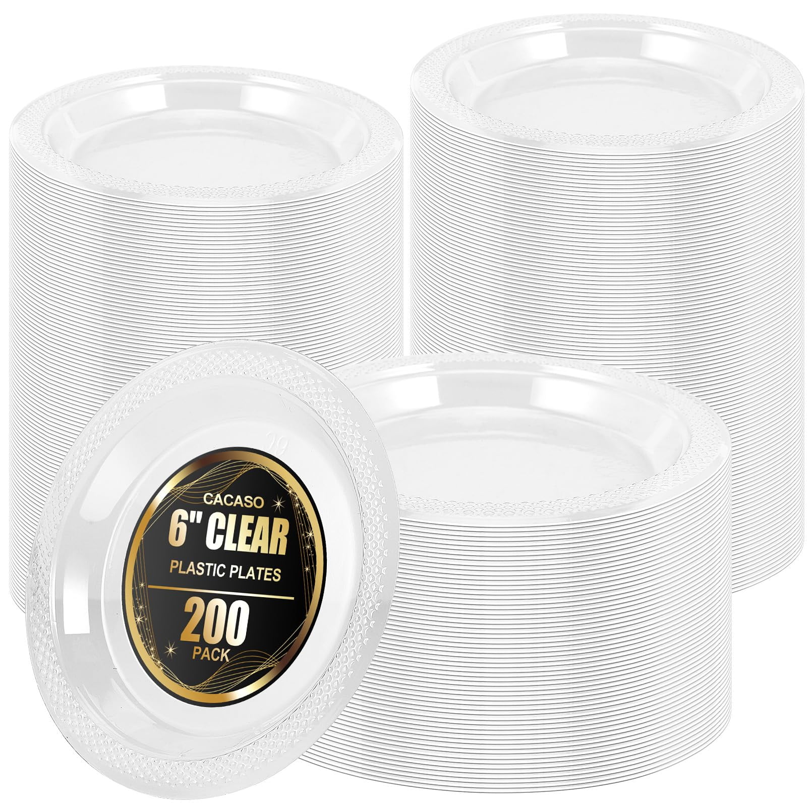 200 Pcs Plastic Dessert Plates,6 Inch Clear Plastic Plates,Round Clear ...