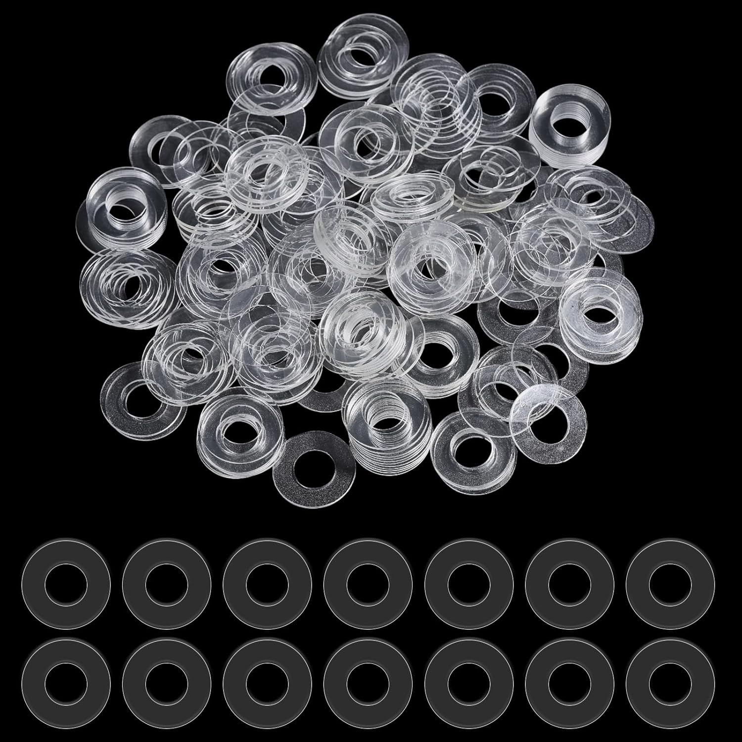 200 Pcs Plastic Washers Flat Vinyl Replacement Clear Washer Gasket ...
