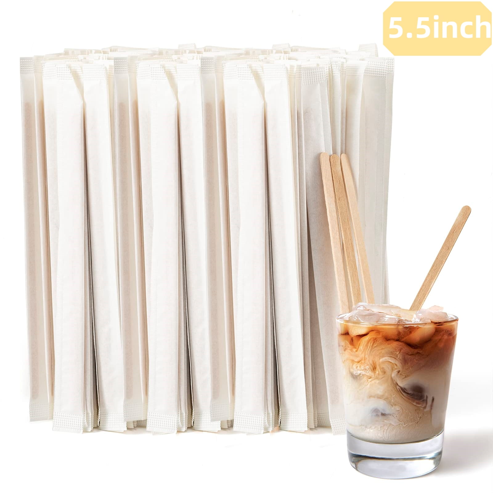 200 Pcs Premium Wood Stirrer Trianu 5.5inch Individual Wrapped Wood ...