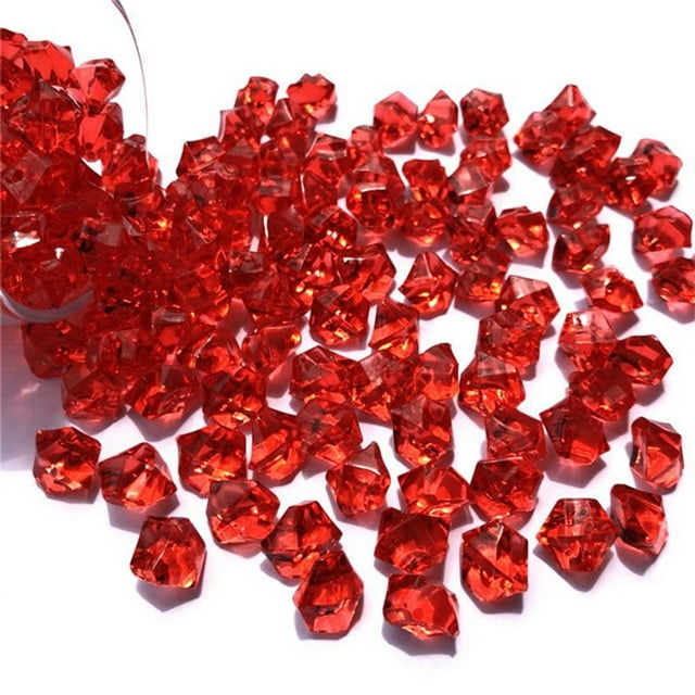 200 Pcs Red Acrylic Stones Plastic Gem Stone Crystal Diamonds Ice Rocks ...