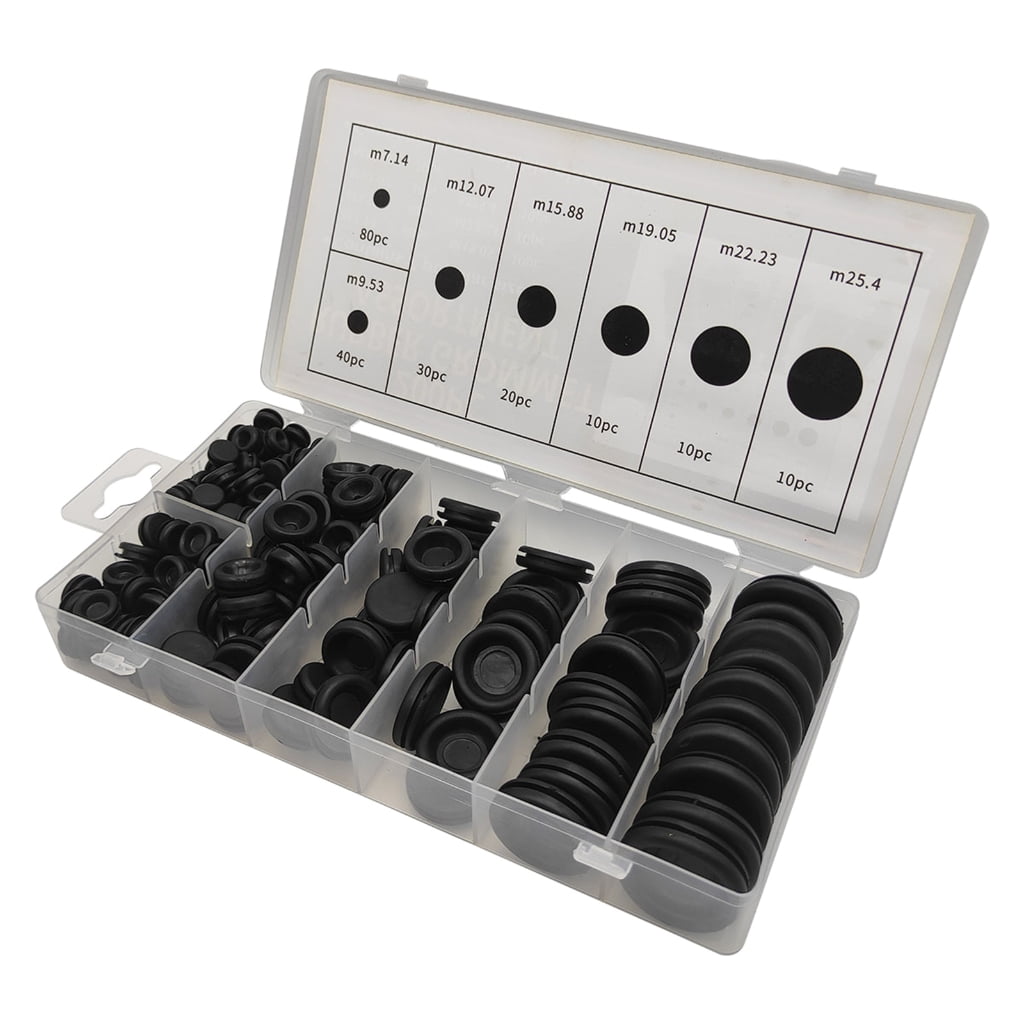 200 Pcs Round Closed Rubber Grommet Firewall Hole Plug Electrical Wire ...