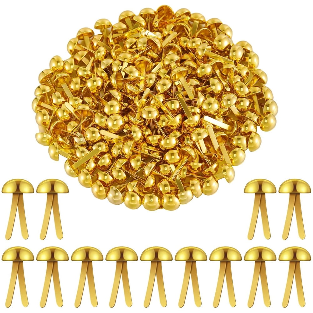 200 Pcs Round Head Nails,Brass Brad Paper Fasteners,Gold Mini Studs,Metal Split Pins,Craft ...
