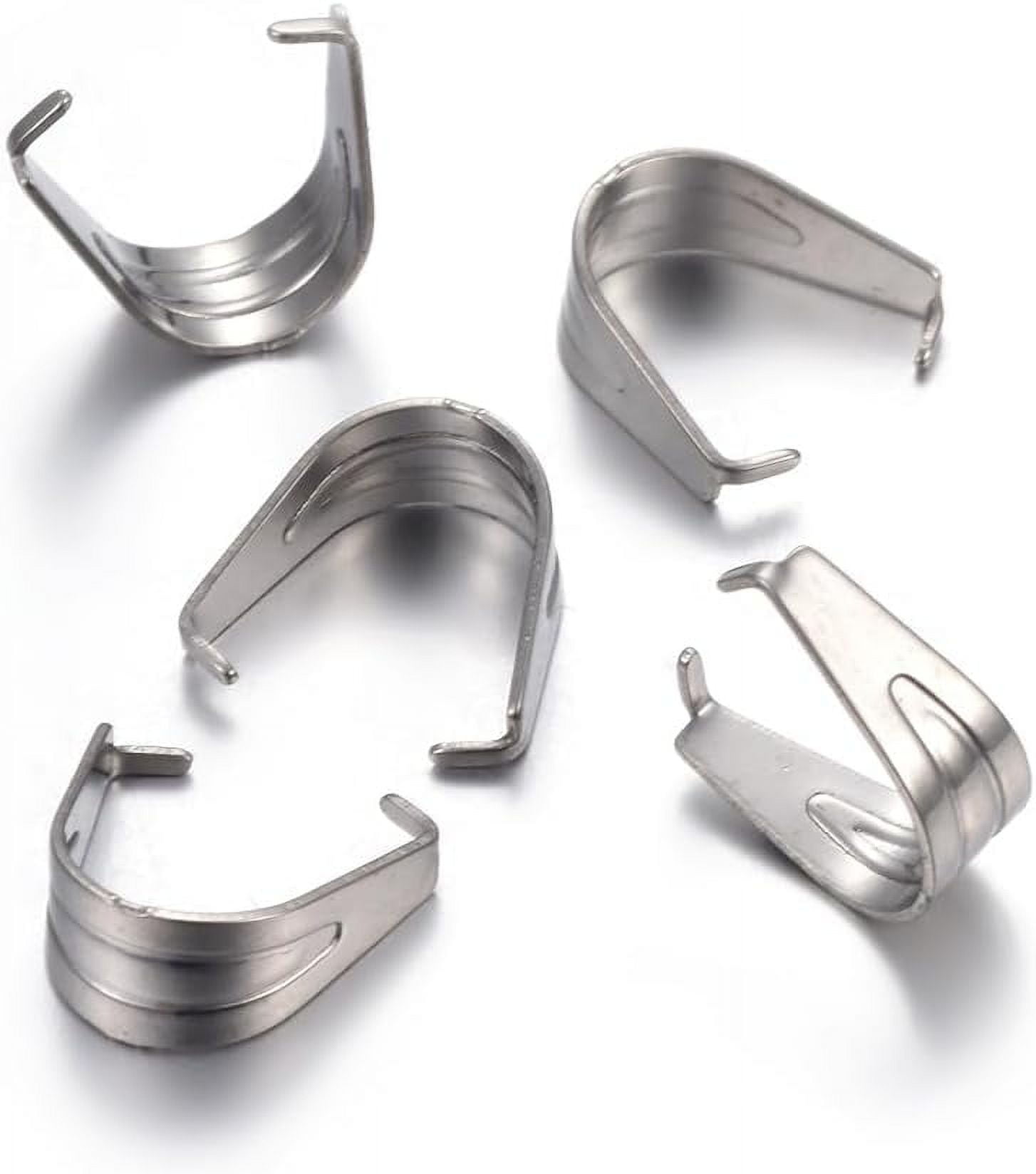 200 Pcs Snap on Bails Resistant 201 Stainless Steel Hook Pendant Clasps ...
