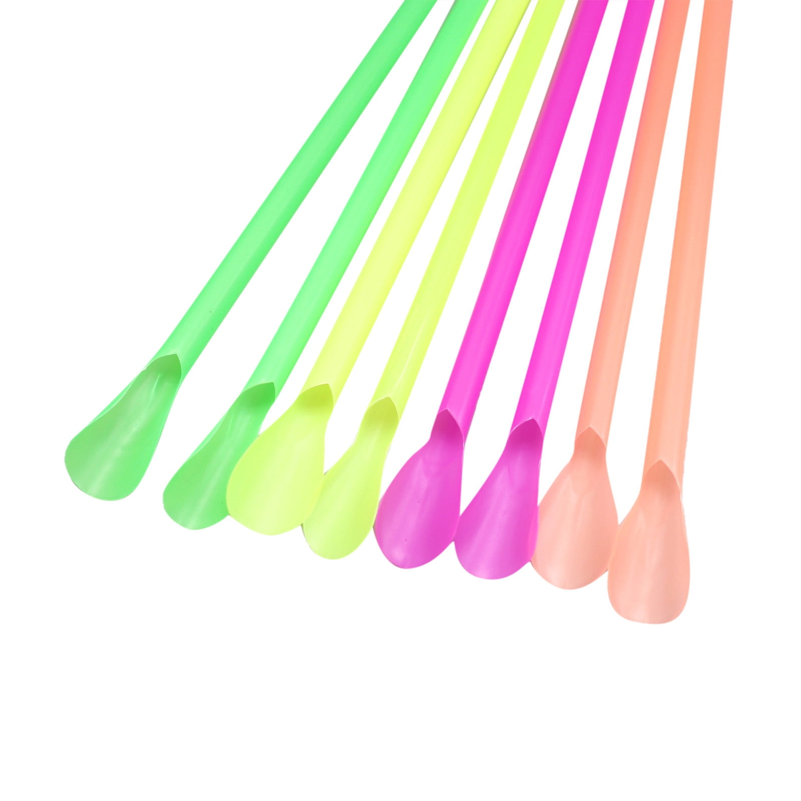 200 Pcs Snow-Cone Spoon Straws, Mixed Colors Disposable Plastic Straw ...