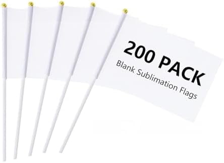 200 Pcs Solid White Blank Sublimation Flags Small Hand Held Sublimation ...
