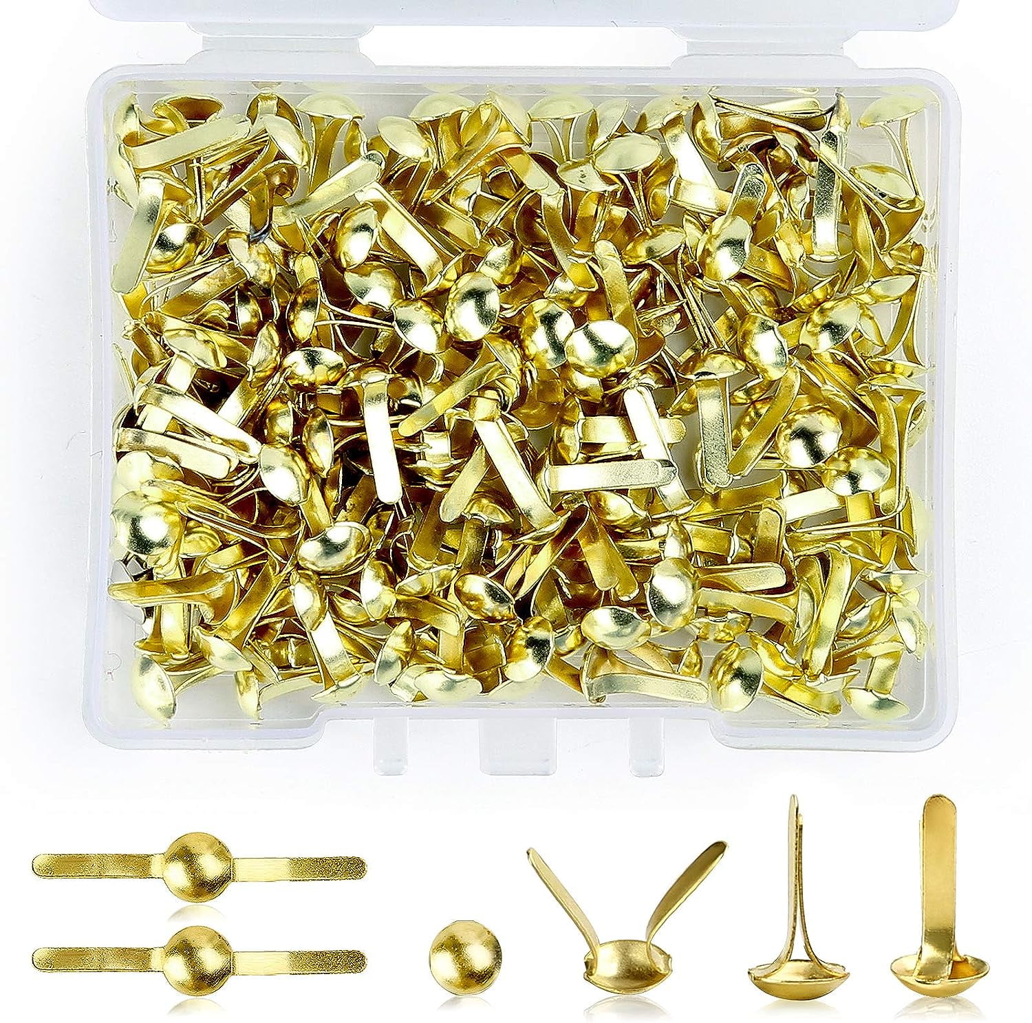 200 Pcs Split Pins, Metal Paper Fasteners Mini Brads, 4.5mm x 8mm Round Split Pins with Storage ...