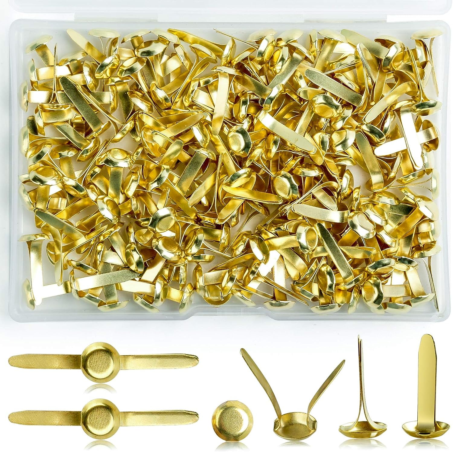 200 Pcs Split Pins, Metal Paper Fasteners Mini Brads, 8mm x 16mm Round Split Pins with Storage ...