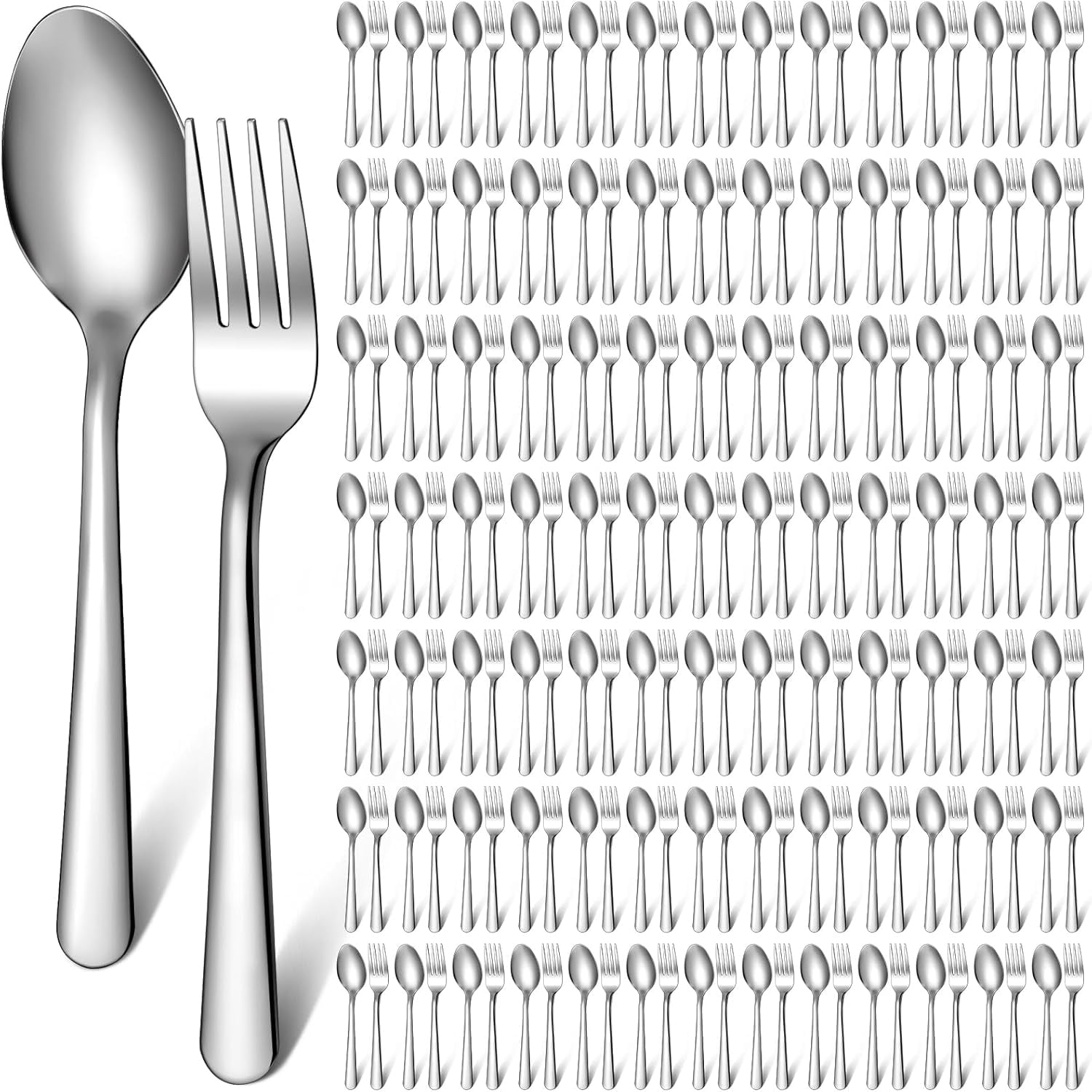 200 Pcs Stainless Steel Flatware Set Bulk Silverware Cutlery 6.7 ...