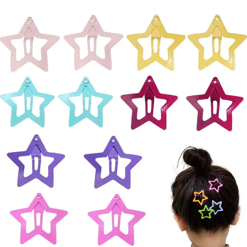 200 Pcs Star Hair Clips, 1.18" Colorful Stars Hair Clip Hollow Out ...
