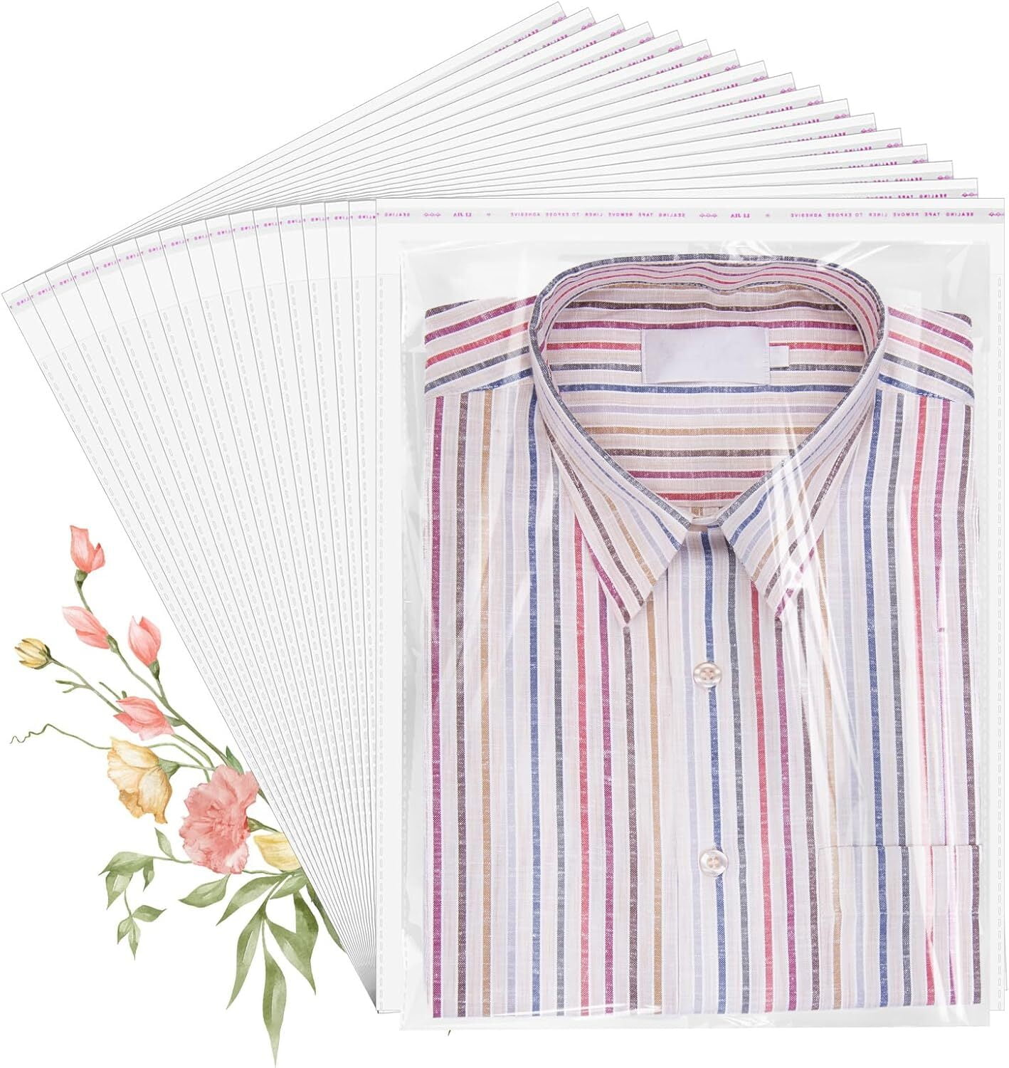 200 Pcs T Shirt Bags, 5x3 Inches Clear Poly Bags, Resealable Cellophane ...