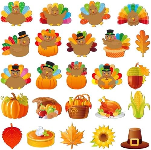 200 Pcs Thanksgiving Cutouts Paper Turkey Cutouts for Bulletin Board ...