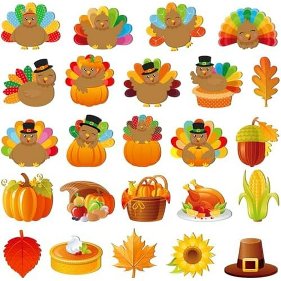 200 Pcs Thanksgiving Cutouts Paper Turkey Cutouts for Bulletin Board ...